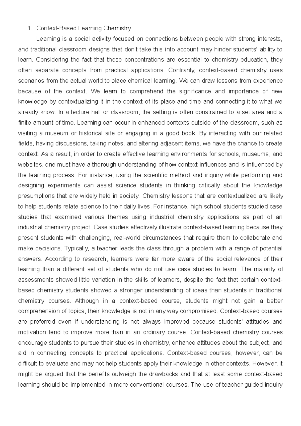 Chemistry Education - Pedagogical methods for teaching - Context-Based ...