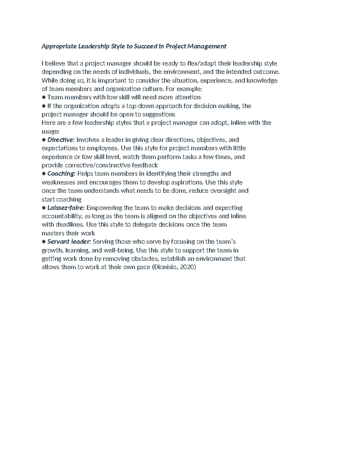 Appropriate Leadership Style to Succeed in Project Management - While ...