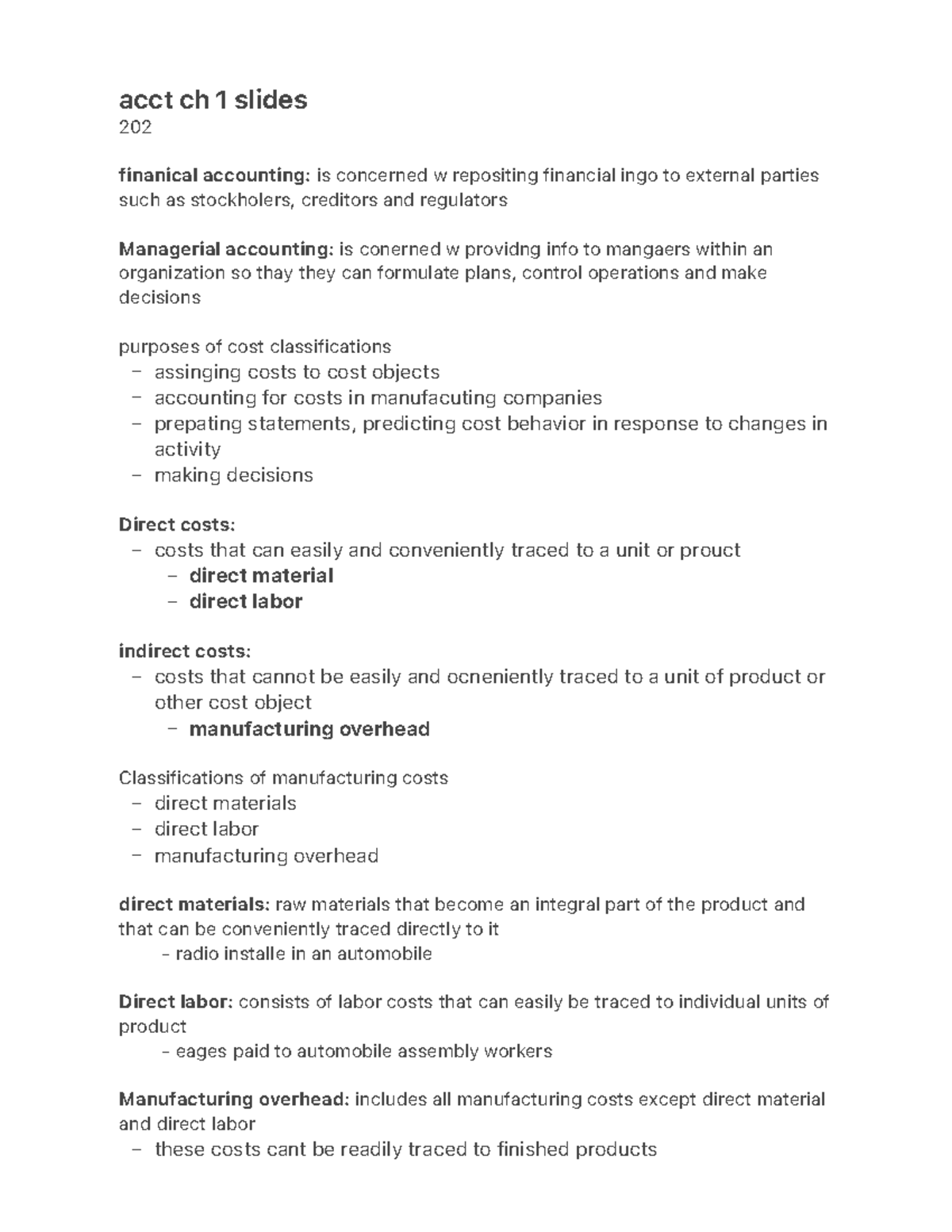 Accounting ch 1 slides - – – – – – – – – – – – – – acct ch 1 slides 202 ...