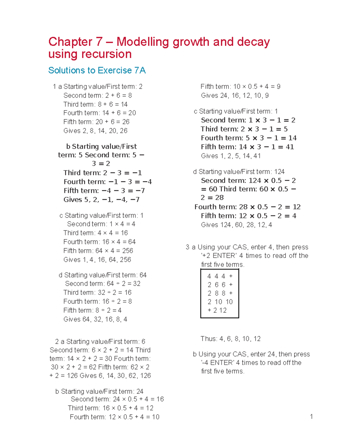 Chapter 7 Worked Solutions - Chapter 7 – Modelling growth and decay using recursion Solutions to ...