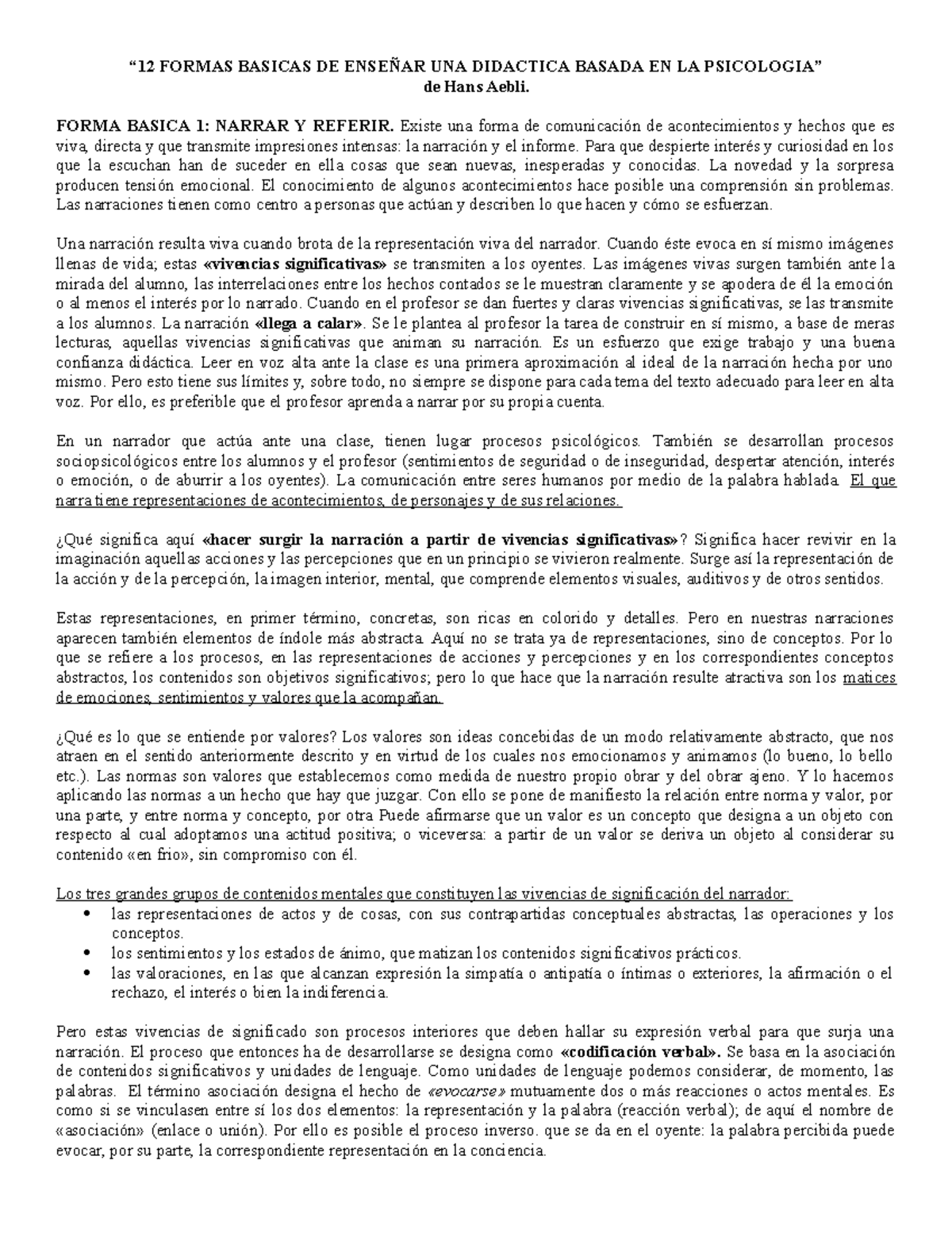 Textos - “12 FORMAS BASICAS DE ENSEÑAR UNA DIDACTICA BASADA EN LA ...