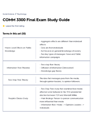 Comm 3300 Exam 1 Flashcards Quizlet - Comm 3300 Exam 1 7 studiers in 3 ...