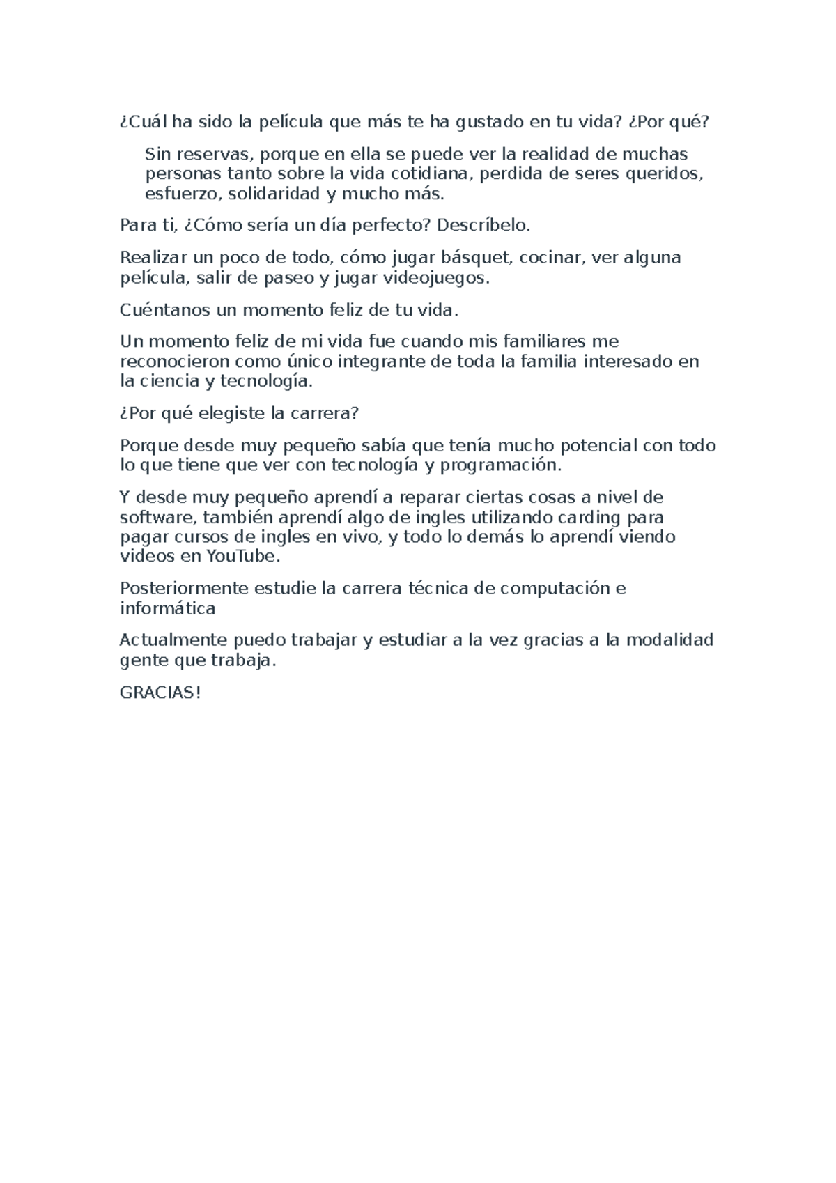 Preguntas que conectan - ¿Cuál ha sido la película que más te ha ...