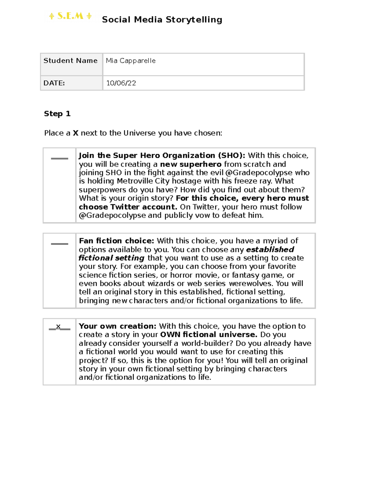Otherwork 1 - other lecture notes - Social Media Storytelling Student ...