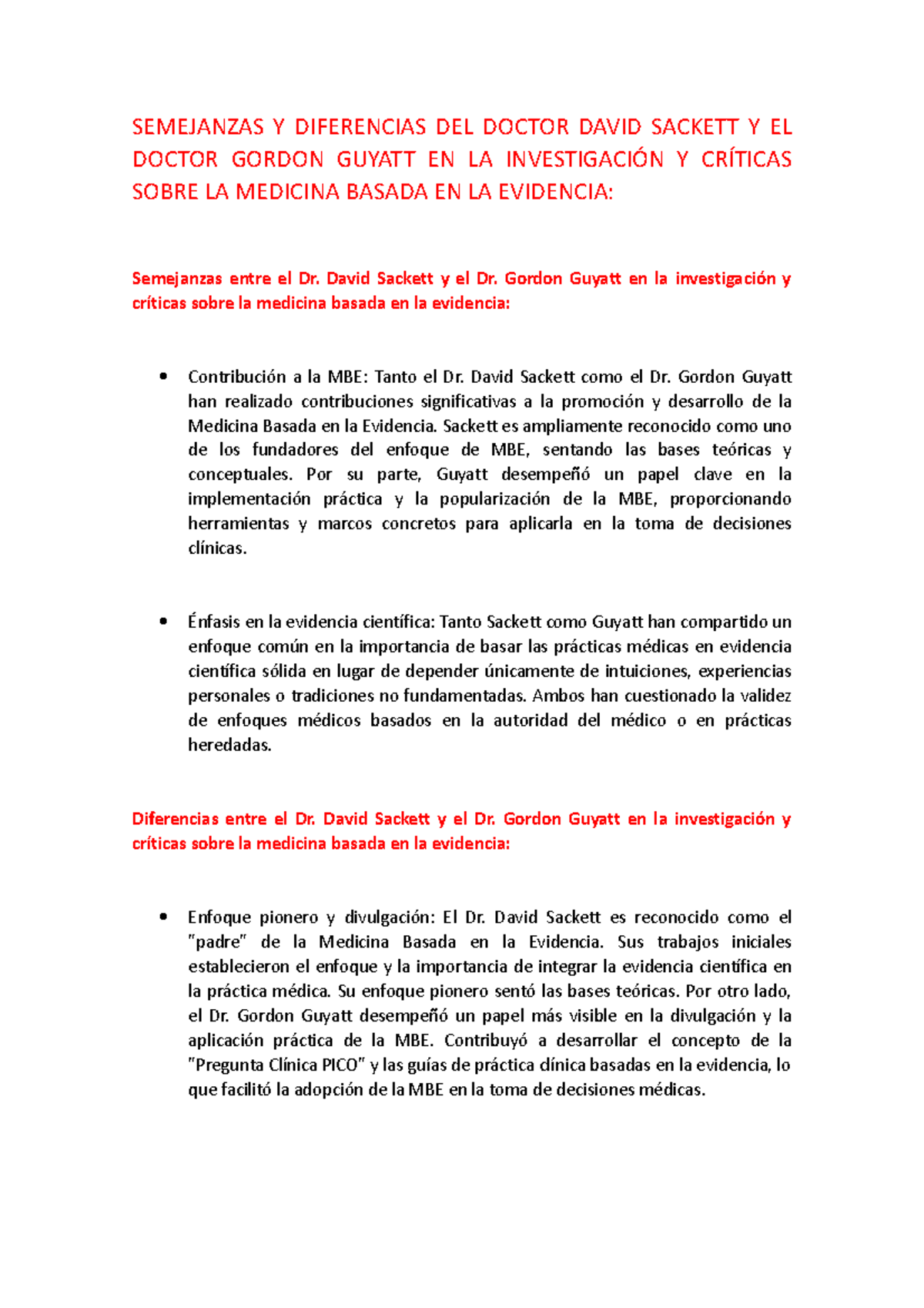 Semejanzas Y Diferencias DEL Doctor David Sackett Y EL Doctor Gordon ...
