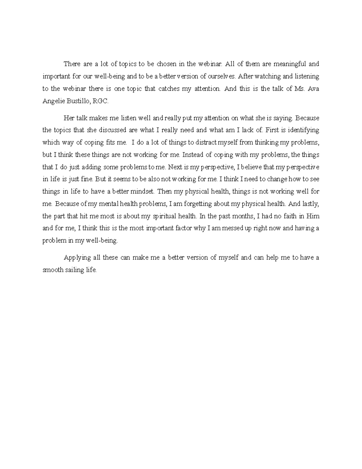 Ab Psych - Webinar Reflection - There are a lot of topics to be chosen ...