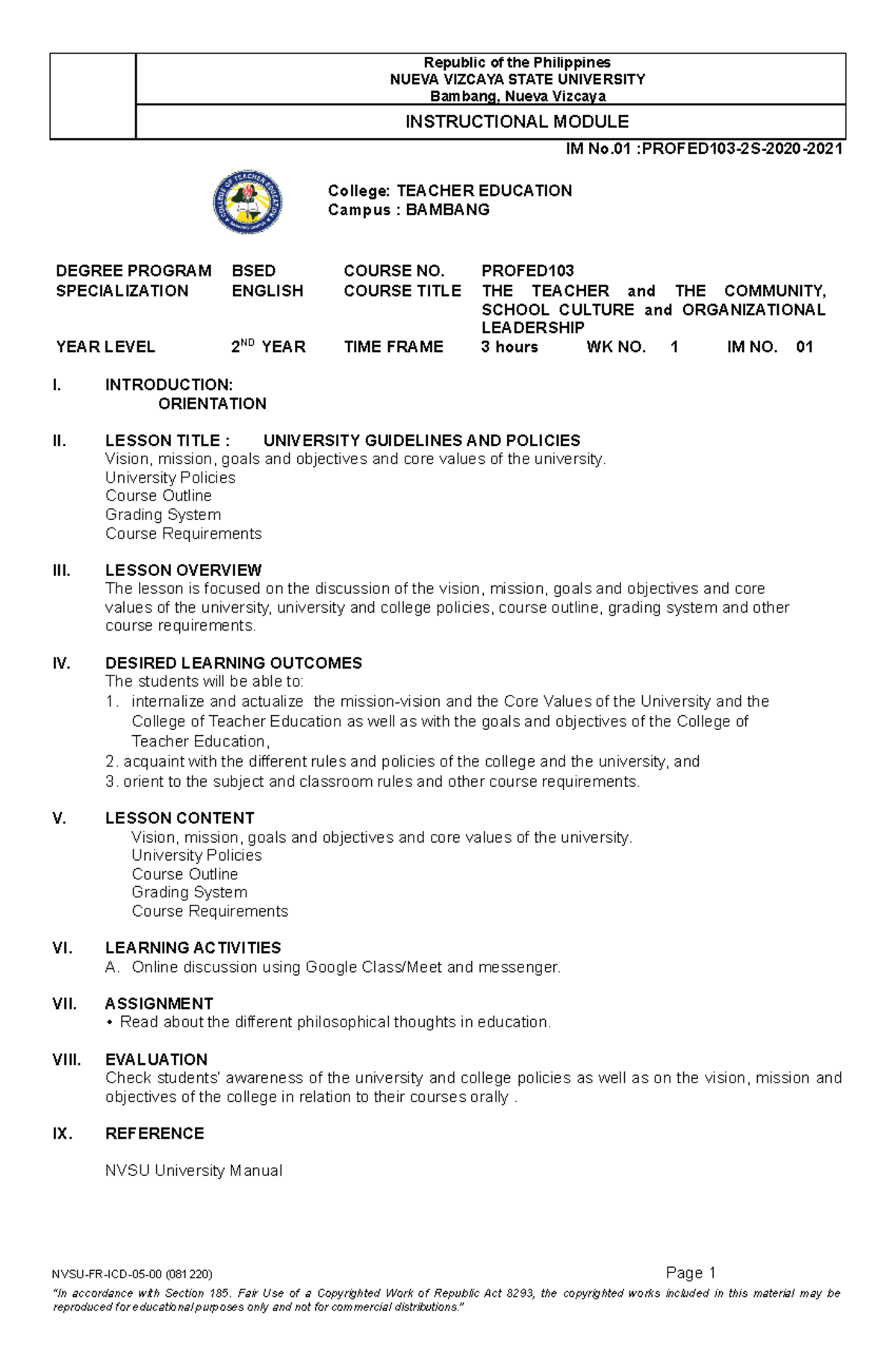 Module-The-Teacher - Know - NUEVA VIZCAYA STATE UNIVERSITY Bambang ...