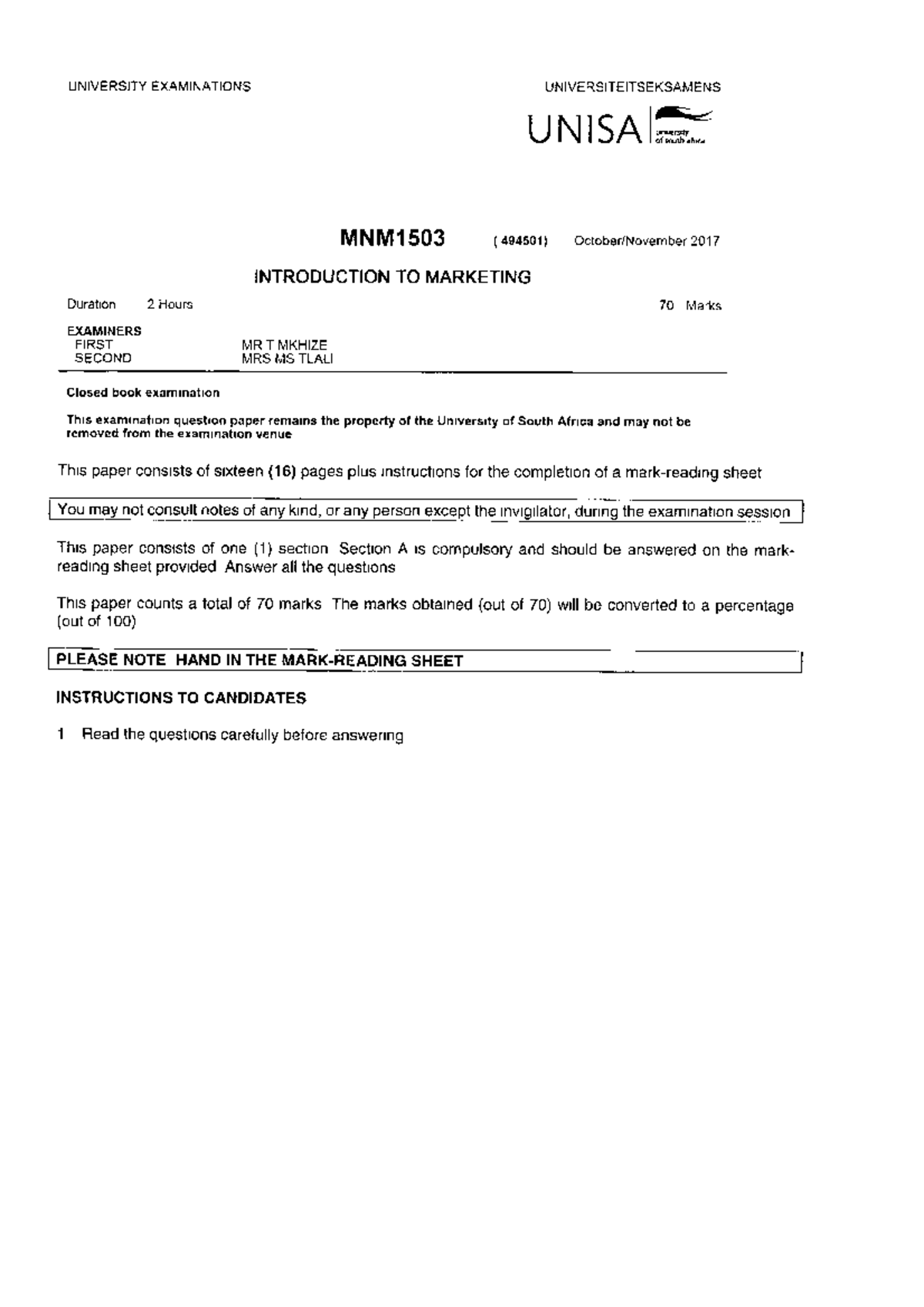 MNM1503 2017 10 E 1 - Lecture notes 4 - MNM 1503 - Studocu