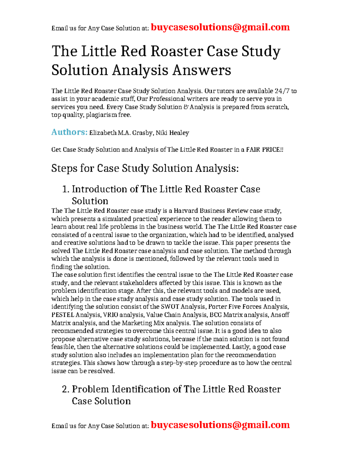 The Little Red Roaster Case Study Solution Analysis - Our tutors are ...