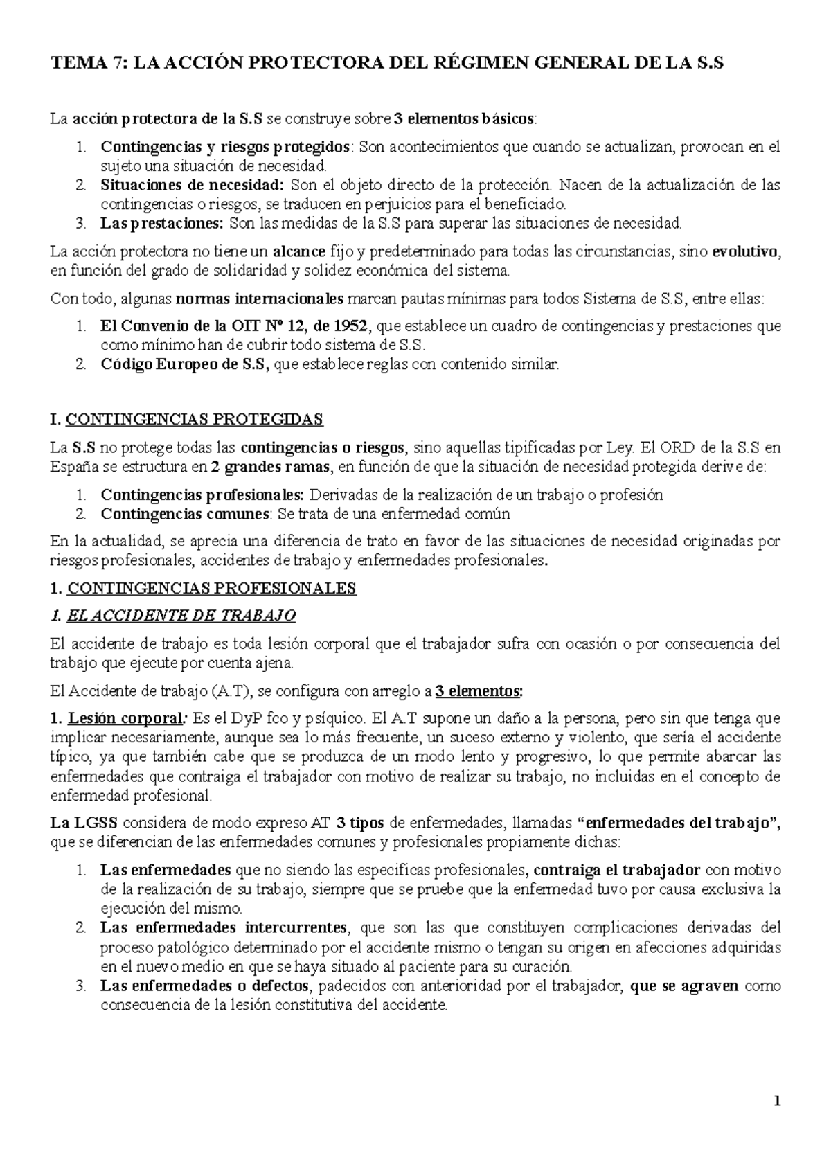 TEMA 7 Seguridad Social - TEMA 7: LA ACCIÓN PROTECTORA DEL RÉGIMEN ...
