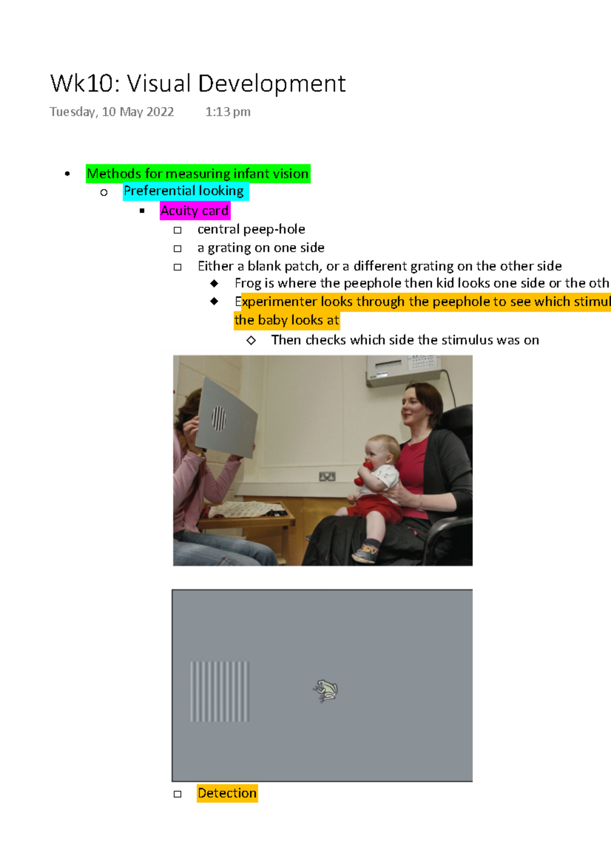 Wk10 Visual Development - Methods for measuring infant vision ...