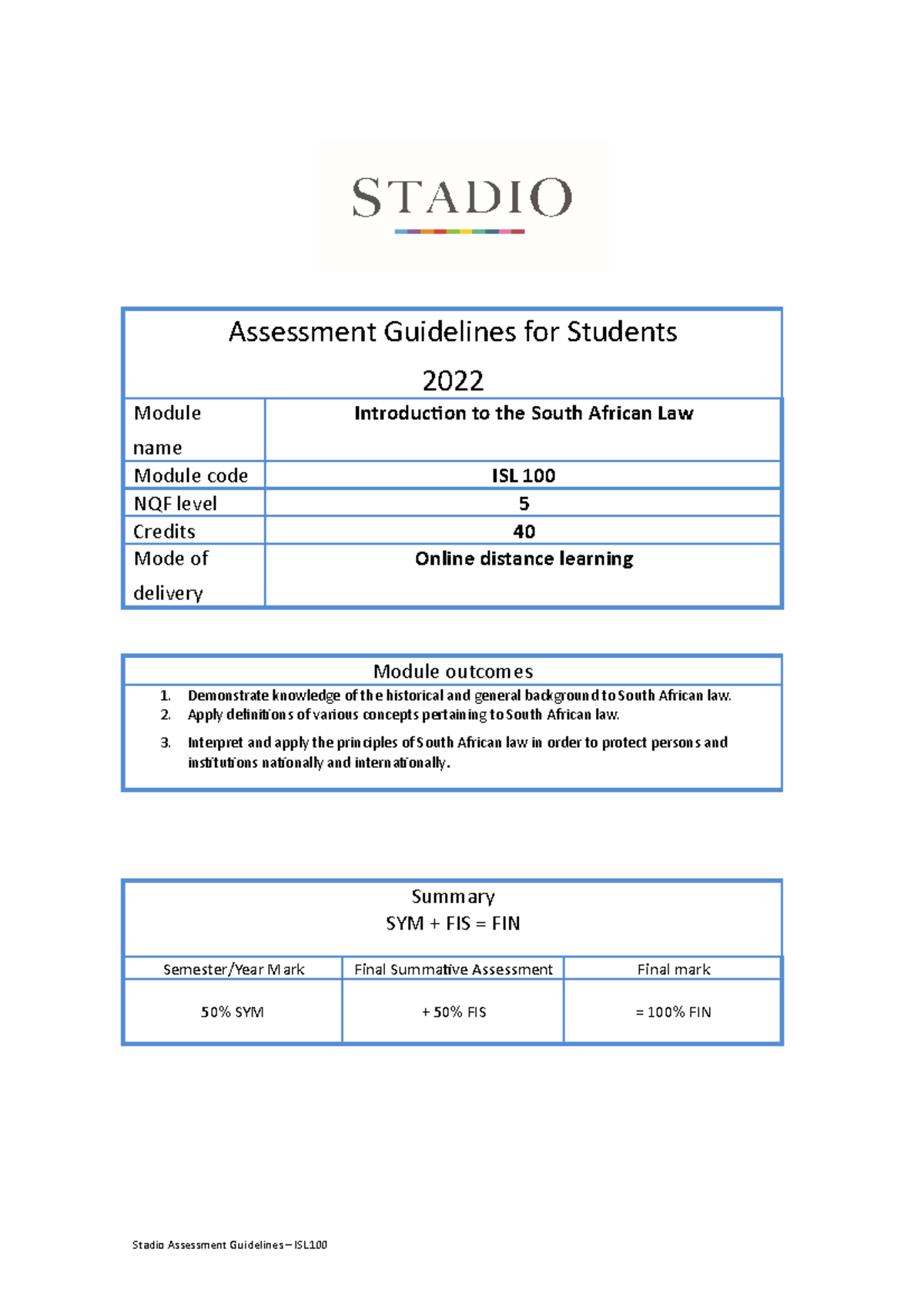 ISL Assesment guidelines 2022 02 - Assessment Guidelines for Students ...