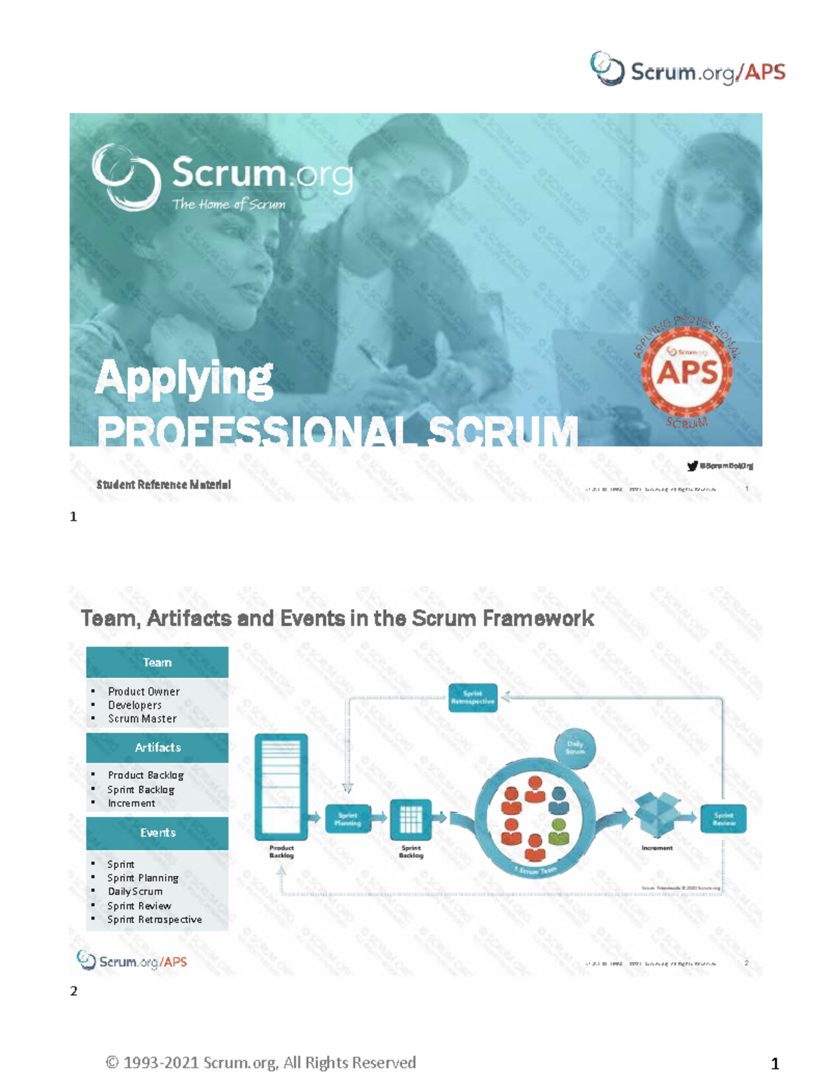 Scrum Framework Student Reference Material - v7.2 © 1993 – 2021 Scrum ...