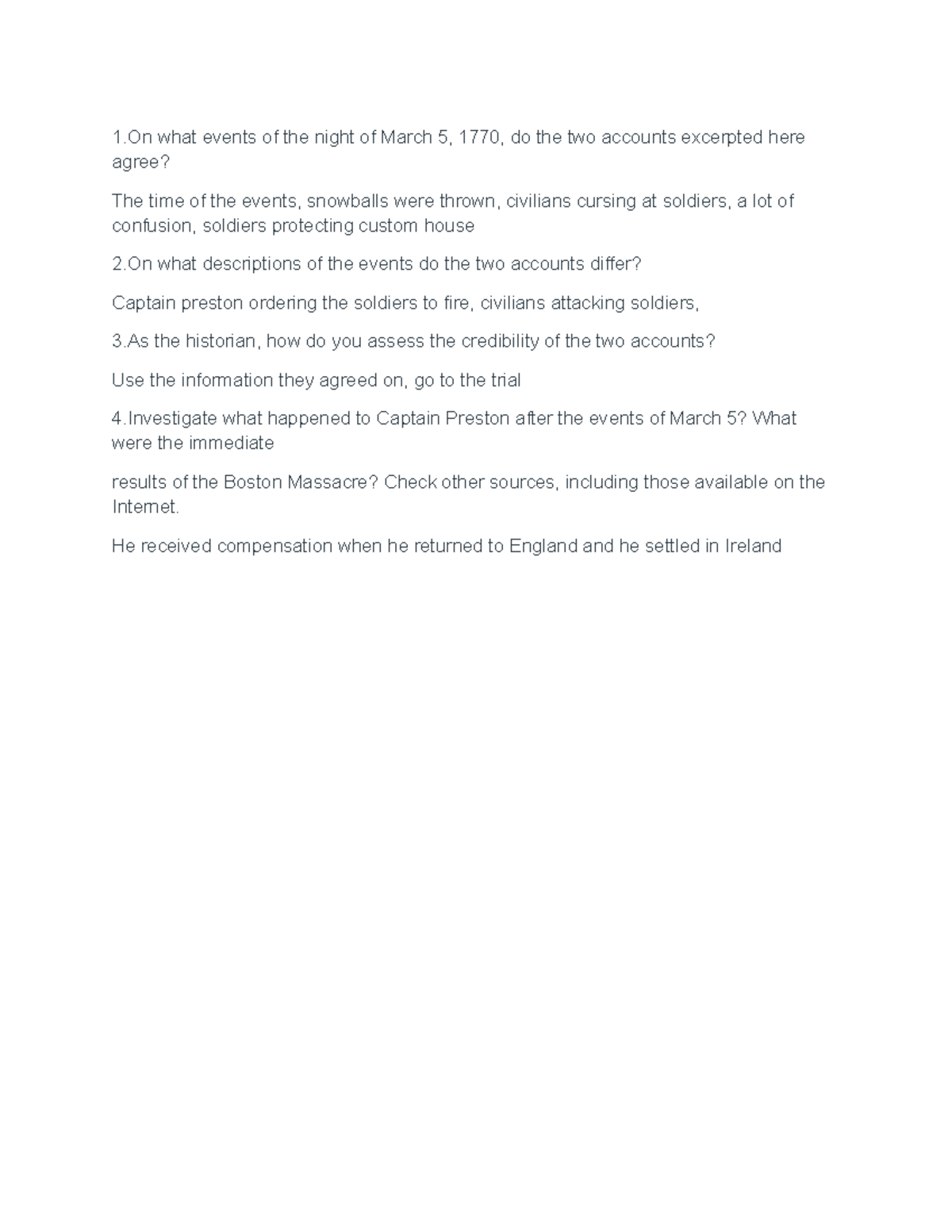 Notes 1 - 1 what events of the night of March 5, 1770, do the two ...