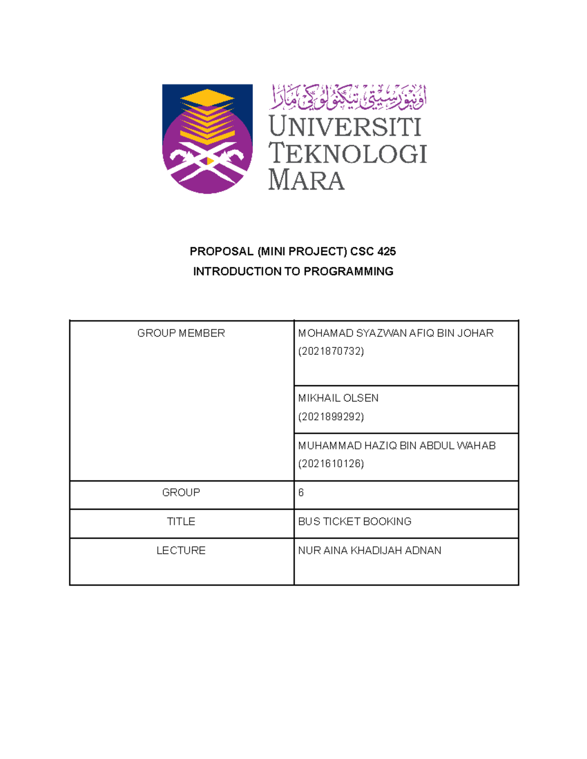 Proposal Csc 425 Group 6 3a5a Proposal Mini Project Csc 425 Introduction To Programming
