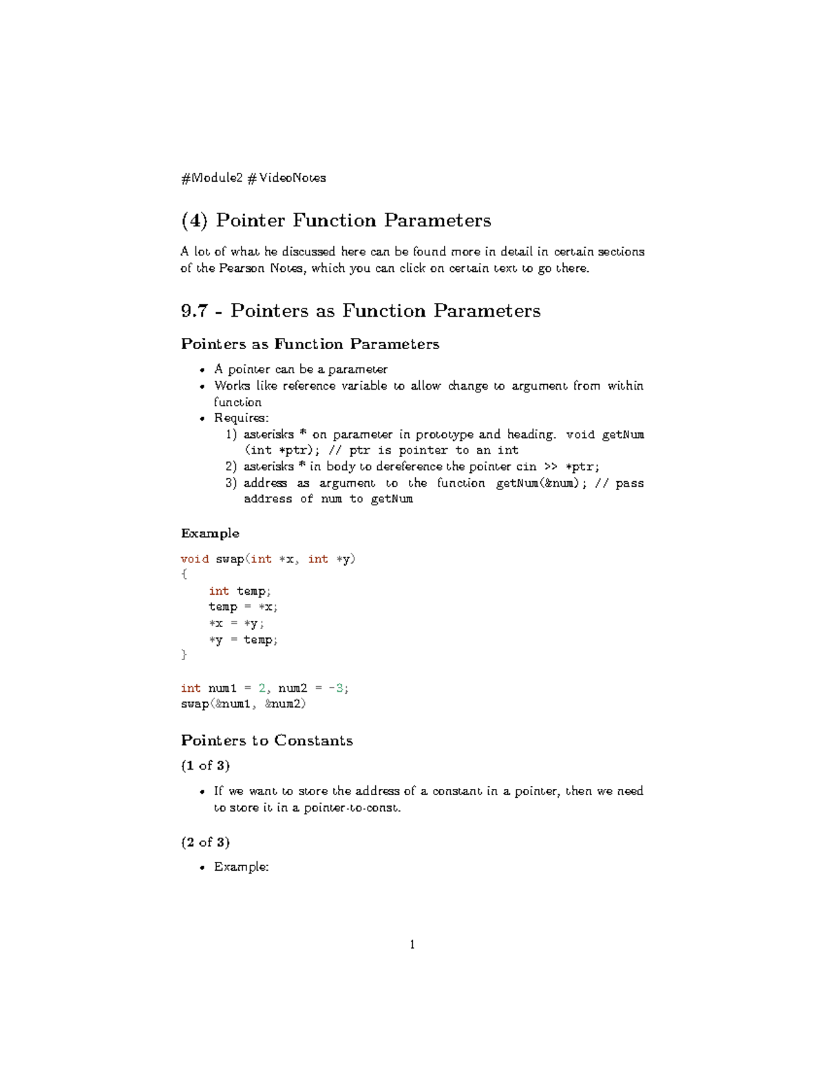 (4) Pointer Function Parameters - #Module2 #VideoNotes (4) Pointer ...