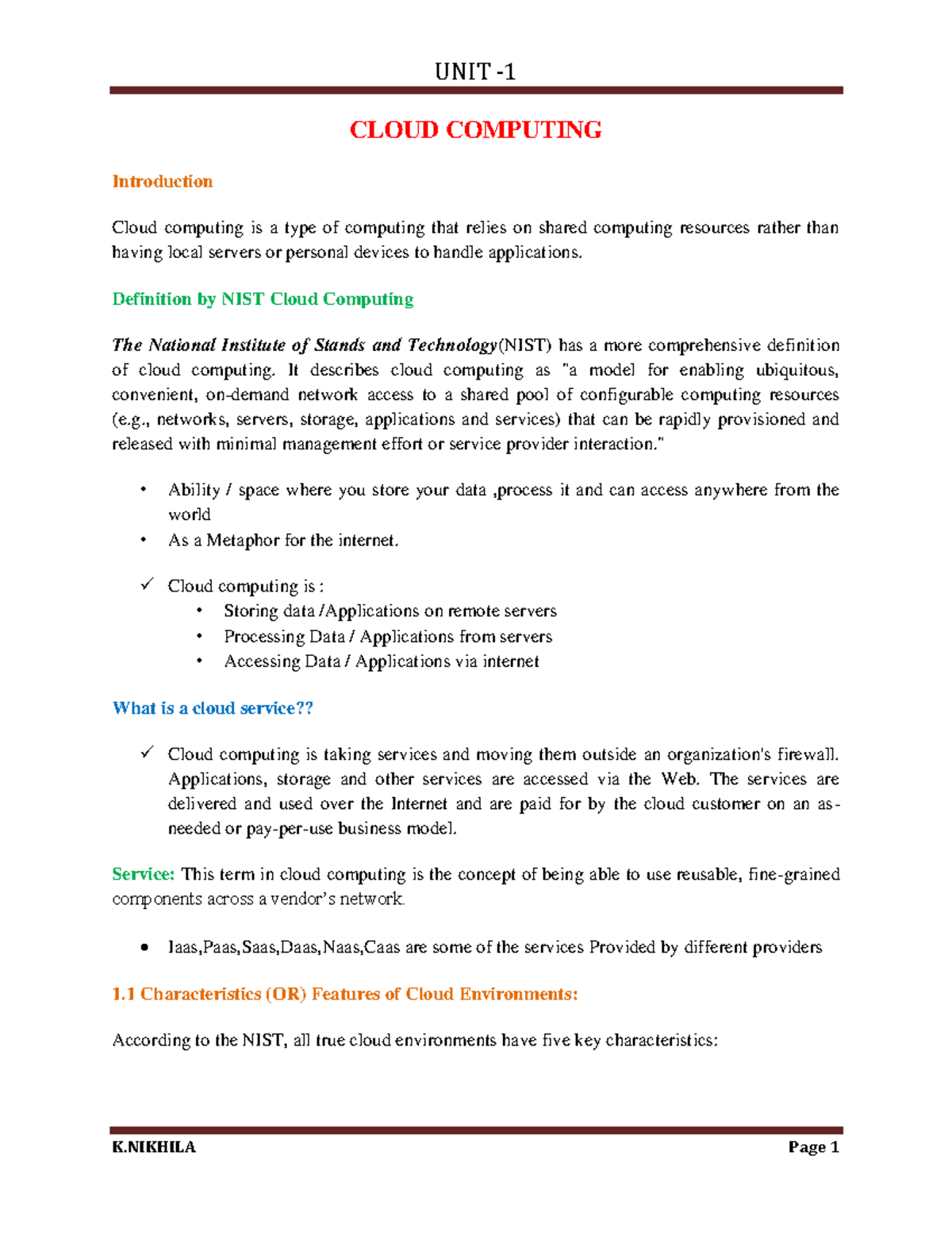 Cloud-Computing - nn nnnnnnnnnnn - CLOUD COMPUTING Introduction Cloud computing is a type of ...