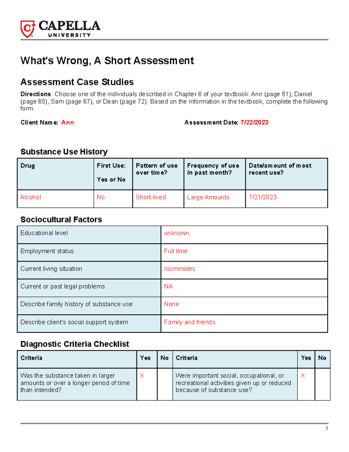 Cf week 2 assignment Jennifer Wright - What's Wrong, A Short Assessment ...