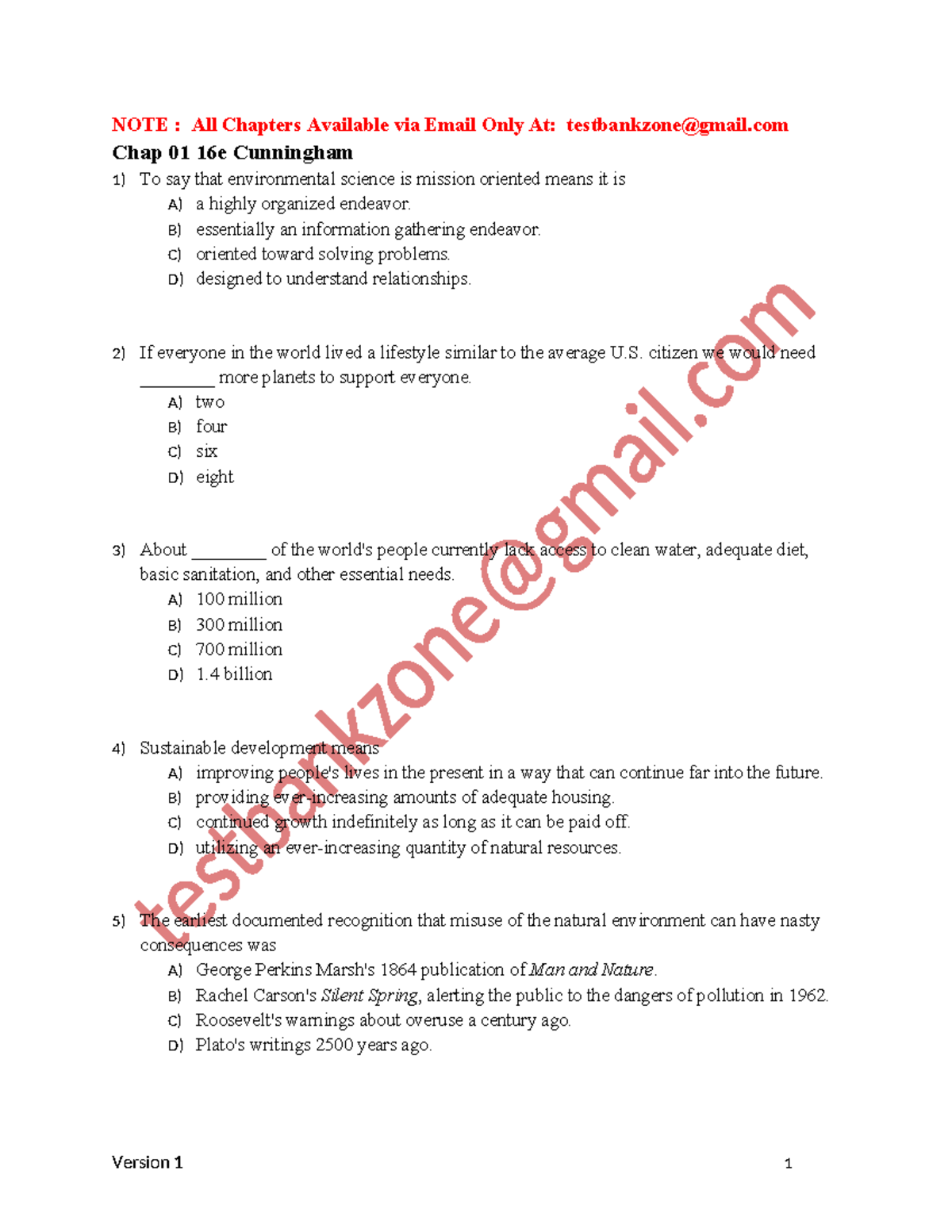 Solutions and Test Bank For Environmental Science A Global Concern ...