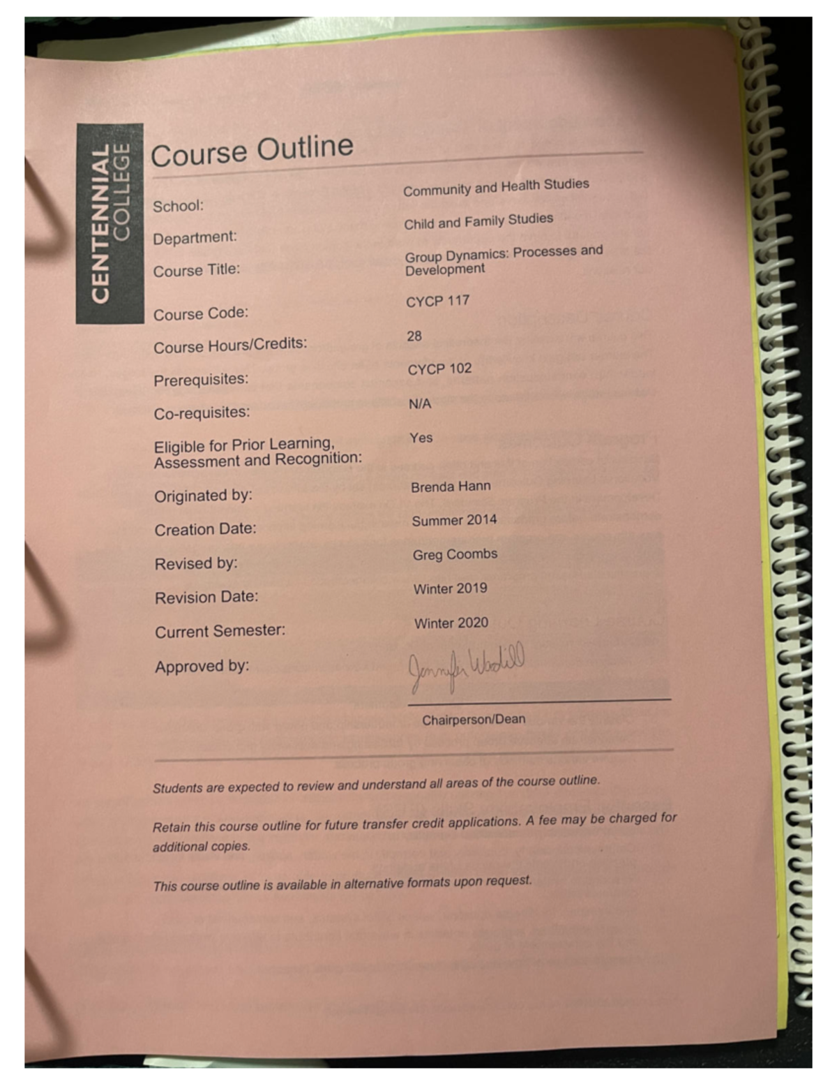 117 - course outline - CYC 302 - Studocu