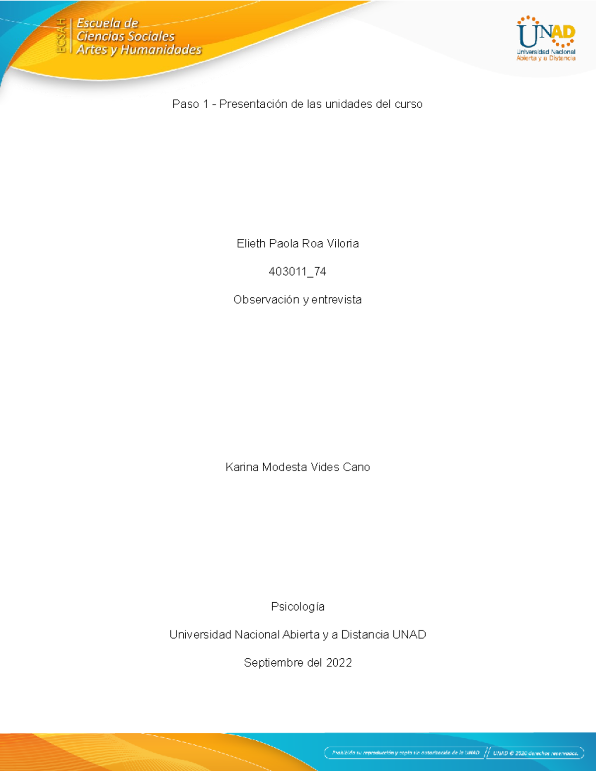 403011 74 Paso 1 Elieth Roa Viloria - Paso 1 - Presentación de las ...