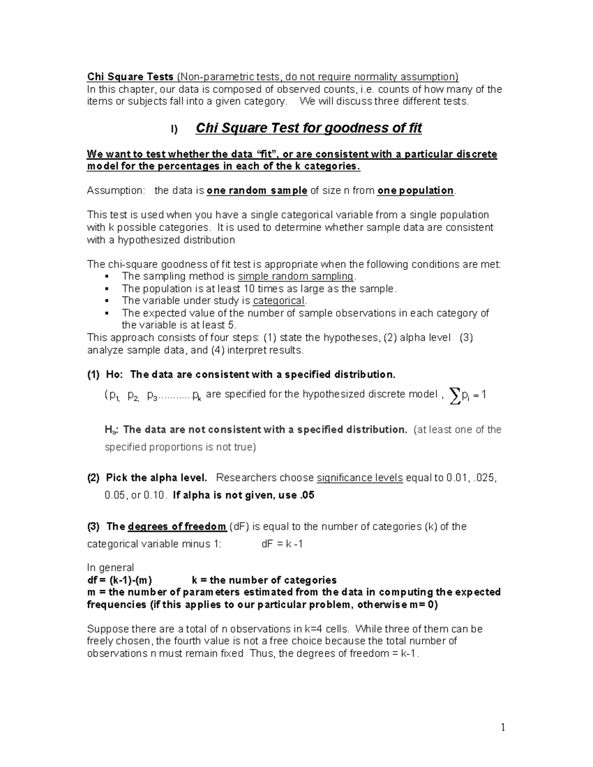 AMS110 Chi-squared-2 - Notes - Chi Square Tests (Non-parametric tests ...