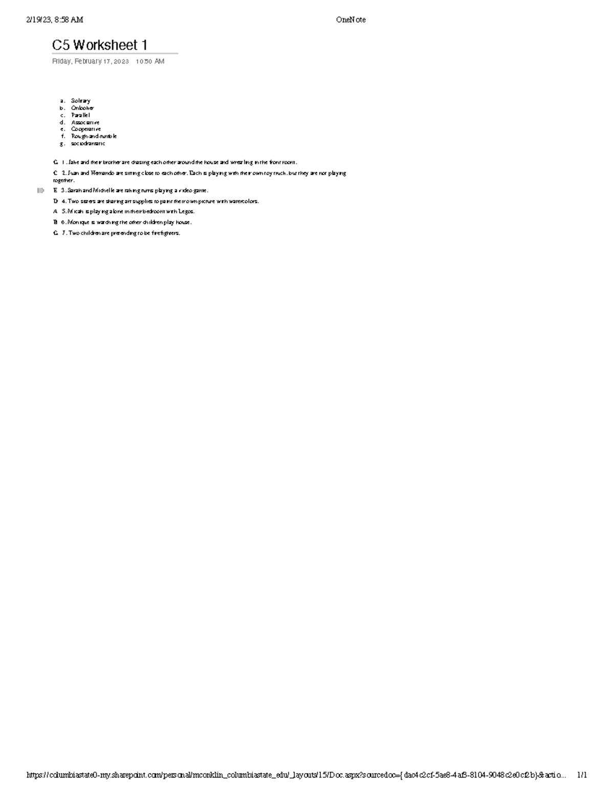 Types of Play WorkSheet - 2/19/23, 8:58 AM OneNote - Studocu