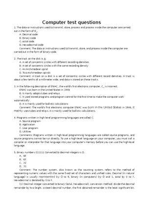 Introduction to Computer Science exercises - Introduction to Computer Science exercises - Studocu