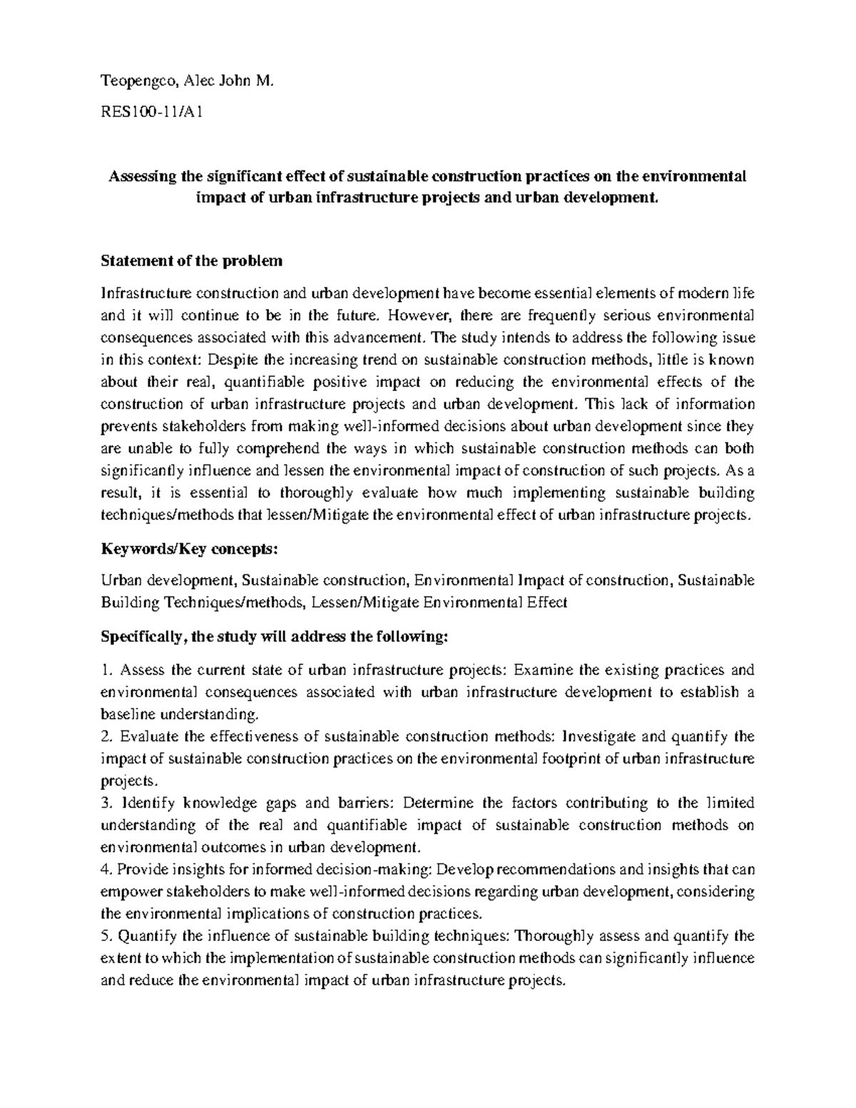 Teopengco M2 AT2 - Summary method of research - Teopengco, Alec John M. RES100-11/A Assessing ...