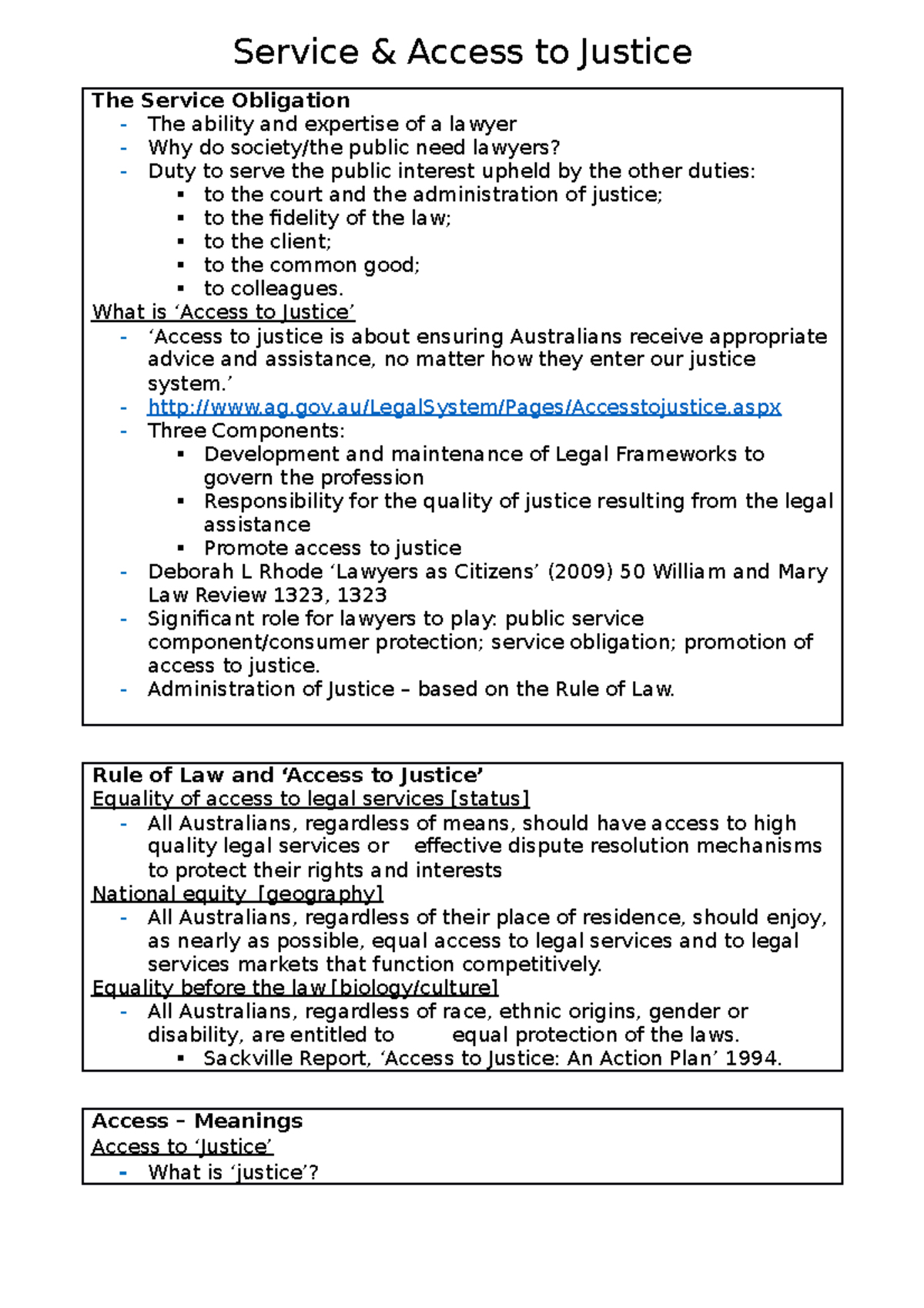 Service and Access to Justice - Service & Access to Justice The Service ...