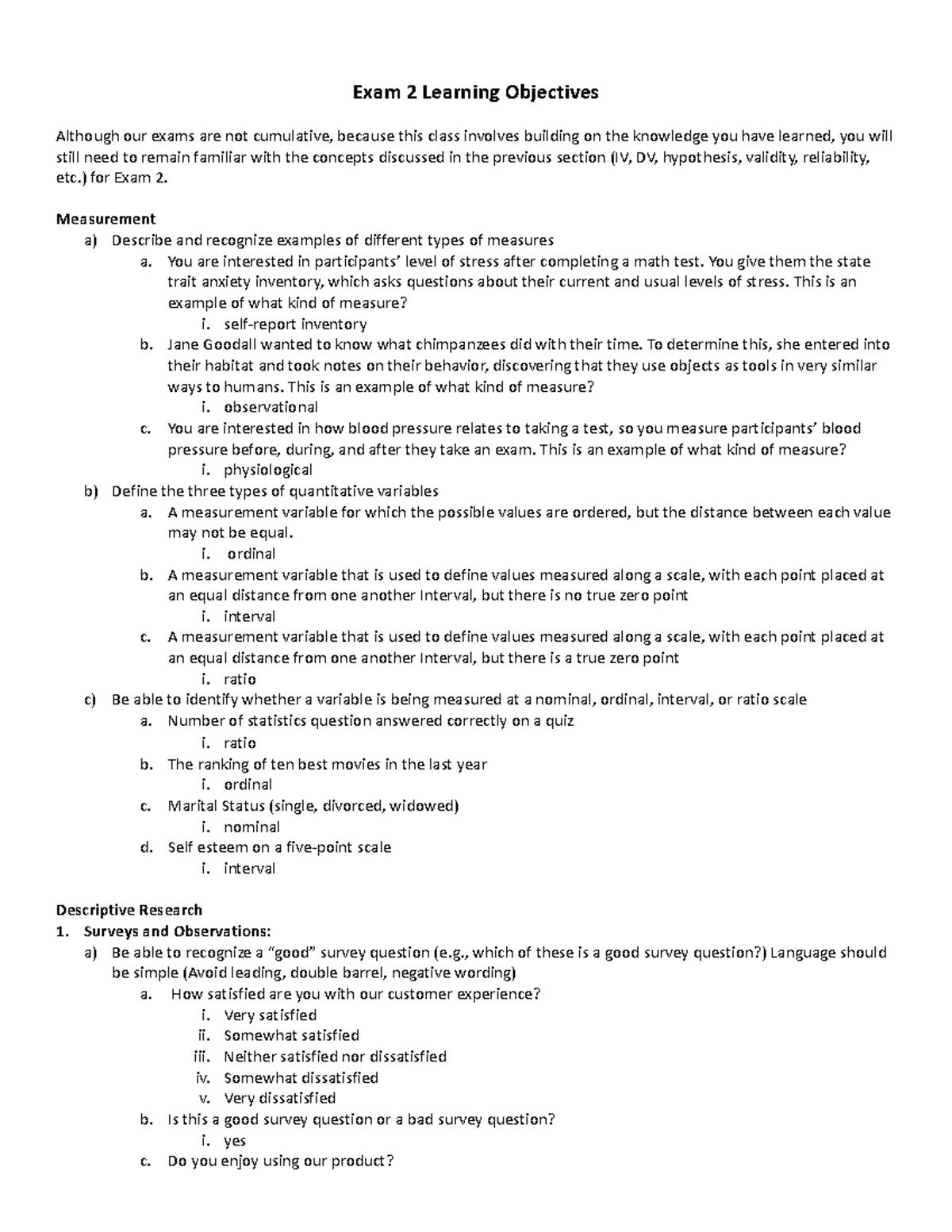 Practice Questions Exam 2 - Exam 2 Learning Objectives Although our ...