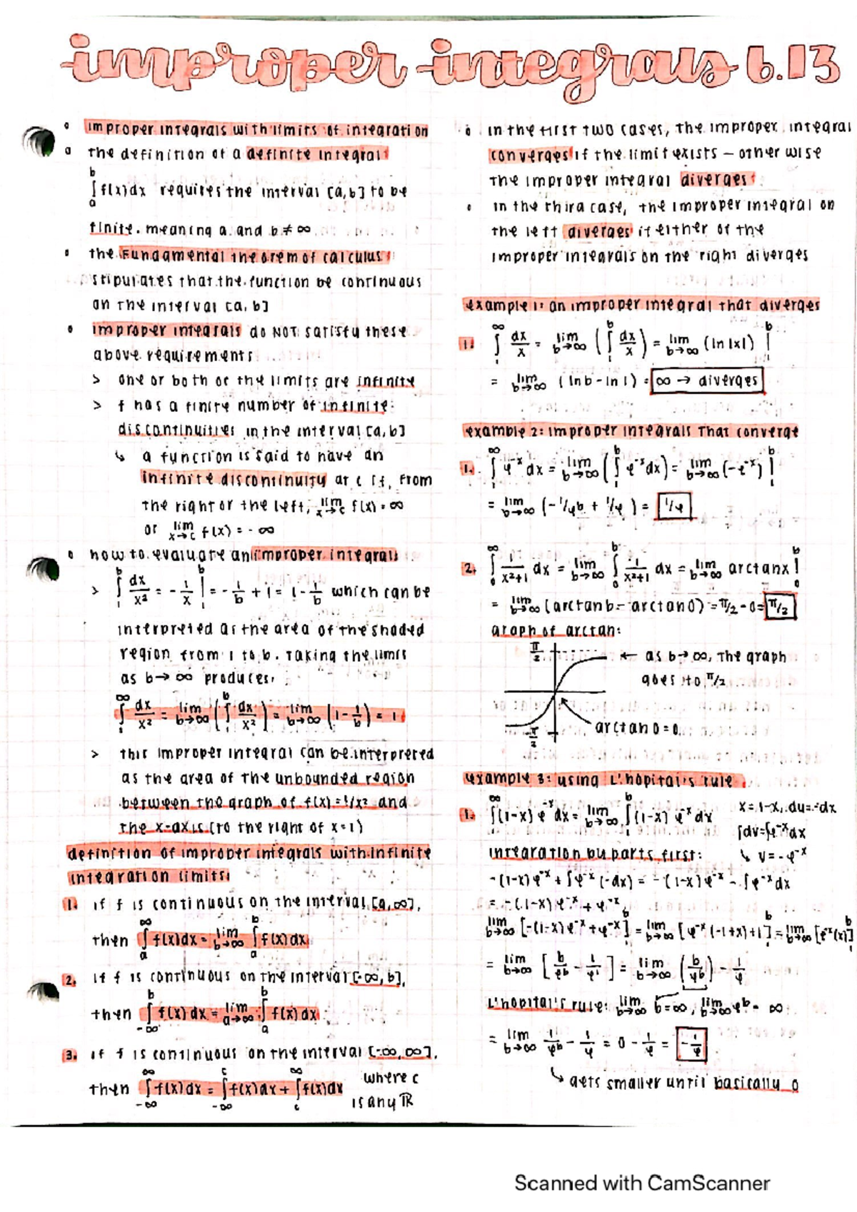 improper integrals - CALC12 - Studocu