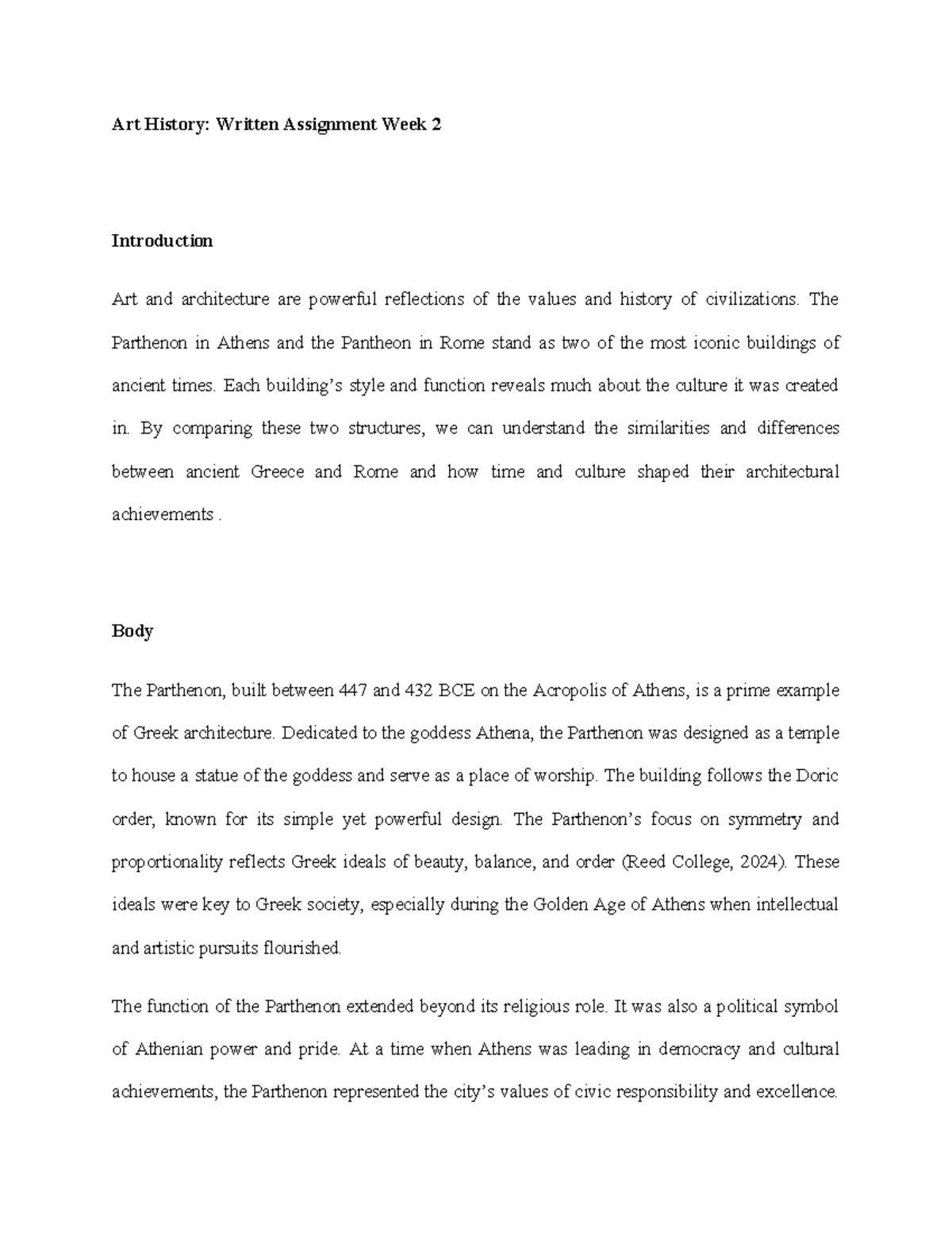 Art History Week 2 Written Assignment - Art History: Written Assignment ...