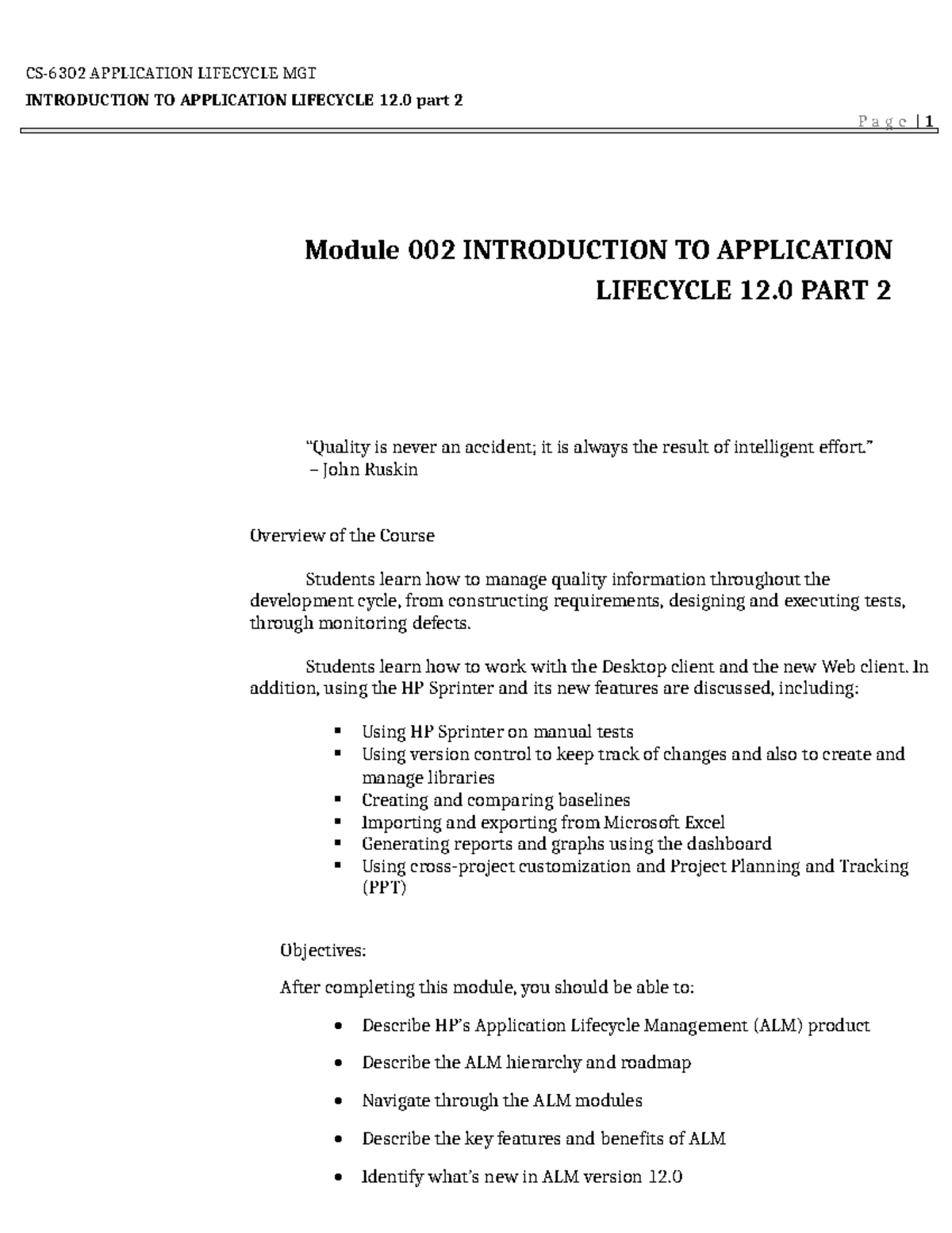 W2 Module 2 - Introduction TO Application Lifecycle 12 out - INTRODUCTION TO APPLICATION ...