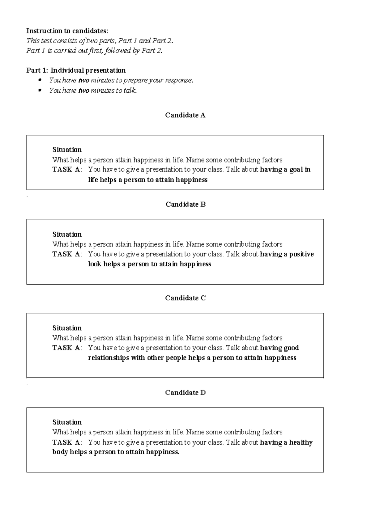 MUET Module Speaking 2022 - Instruction to candidates: This test ...