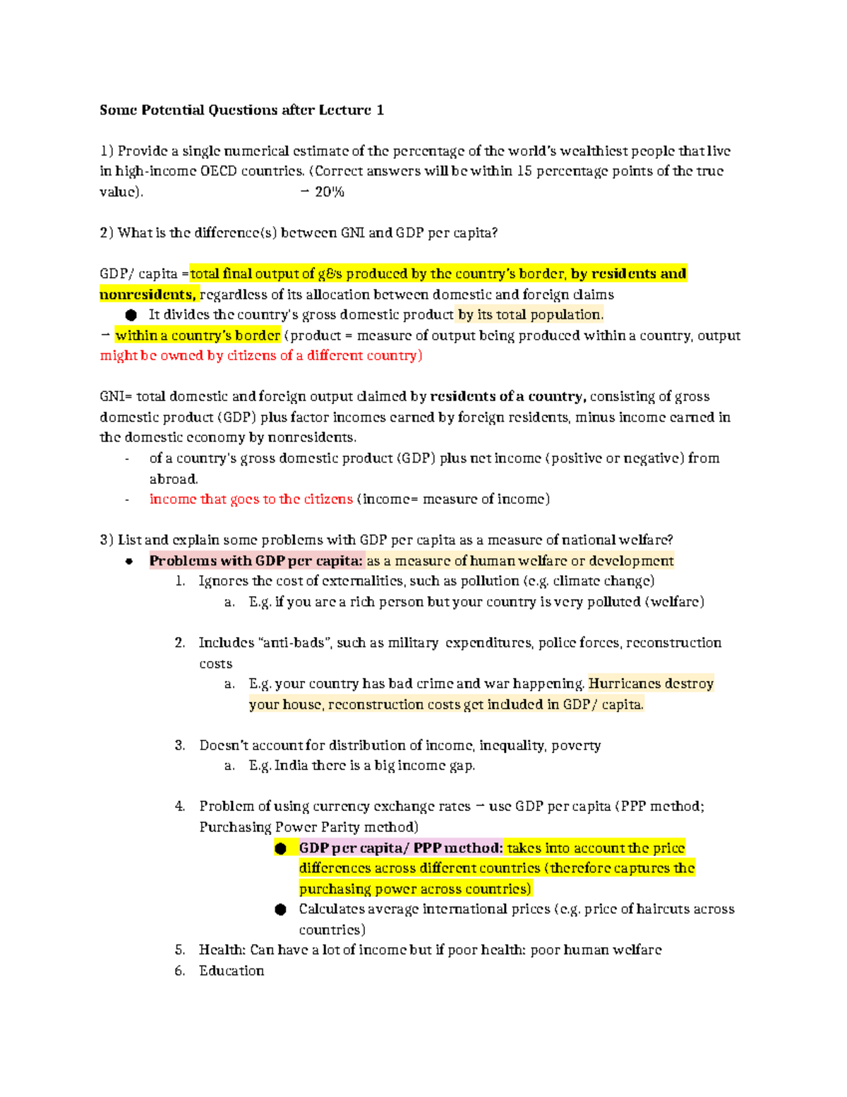 Lec 1 Q&A - Q&A for discussion. - Some Potential Questions after ...