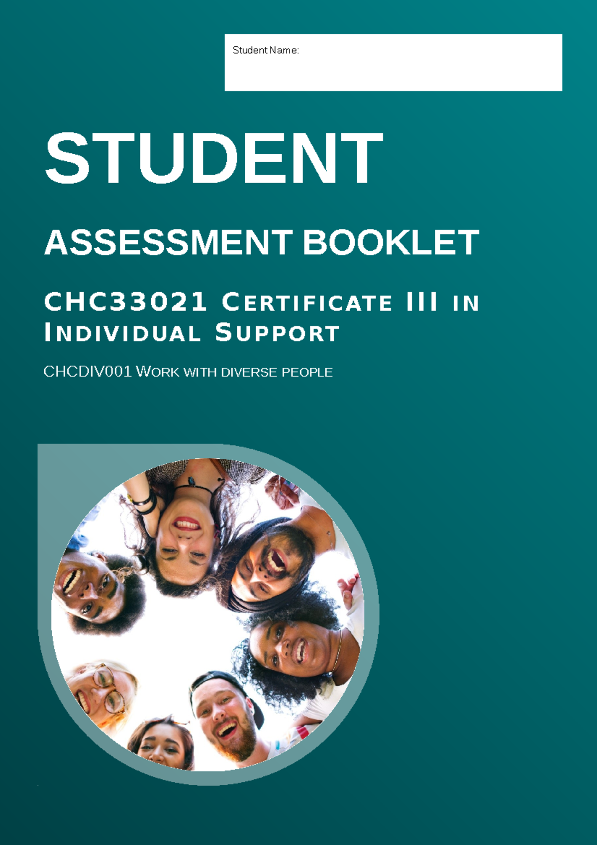 Chcdiv 001 Student Assessment Booklet IS V1 - Student Name: STUDENT ...