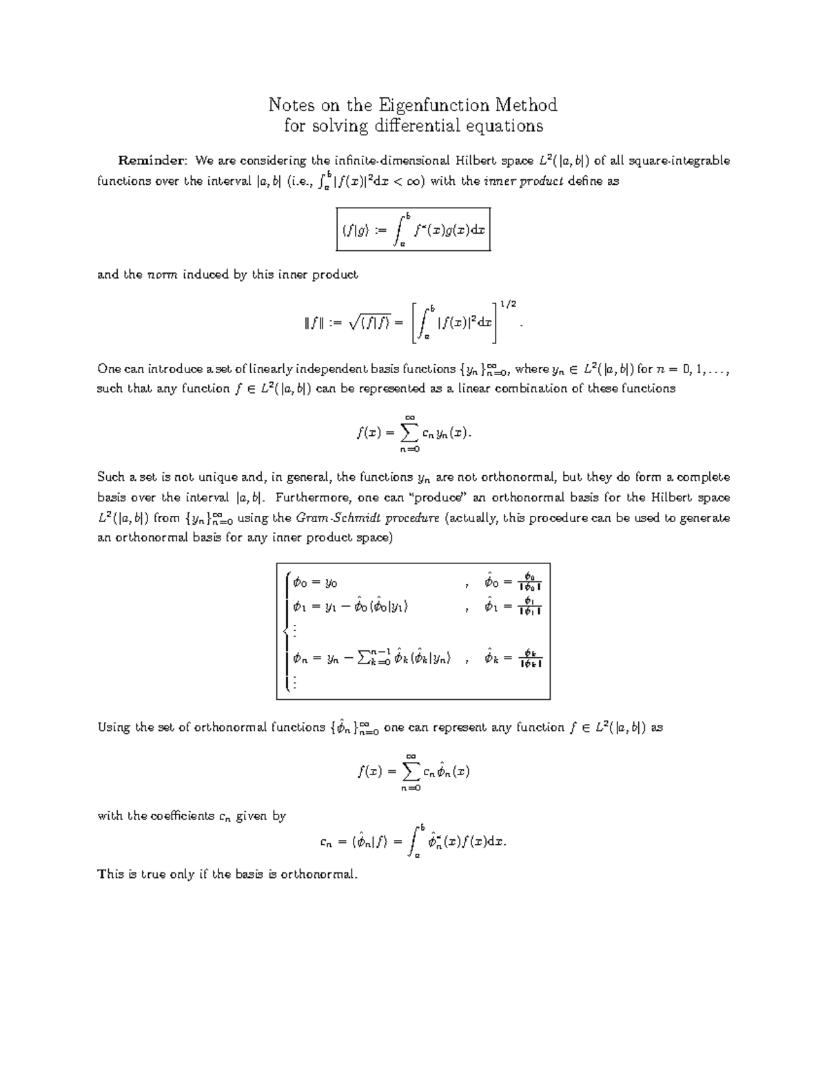 Lecture Notes Lecture Day 24 Notes On The Eigenfunction Method For