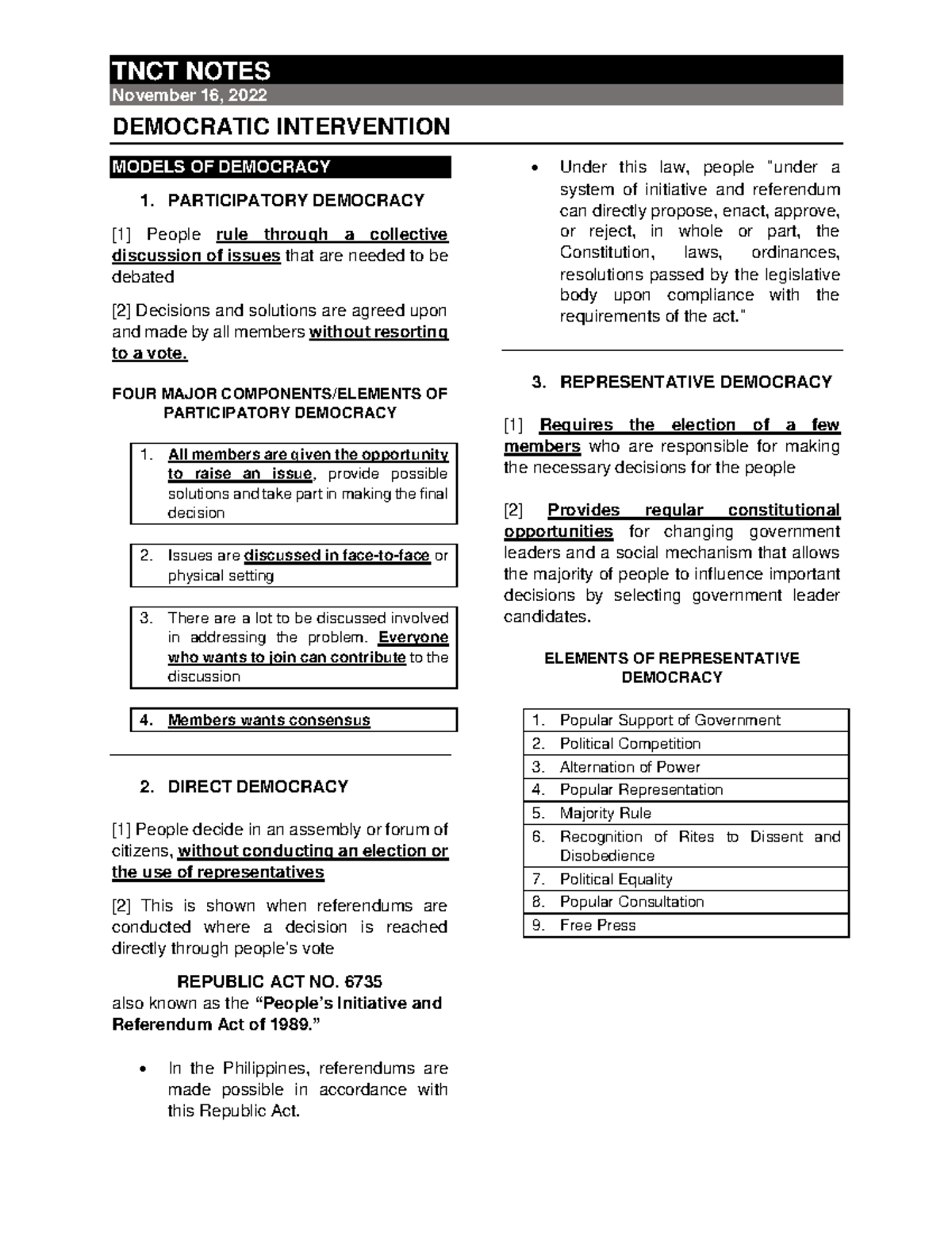 [TNCT Notes] Democratic Intervention - TNCT NOTES November 16, 2022 ...