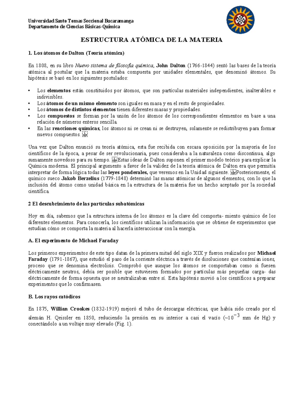 T- Estructura Atómica DE LA Materia - Departamento de Ciencias Básicas ...