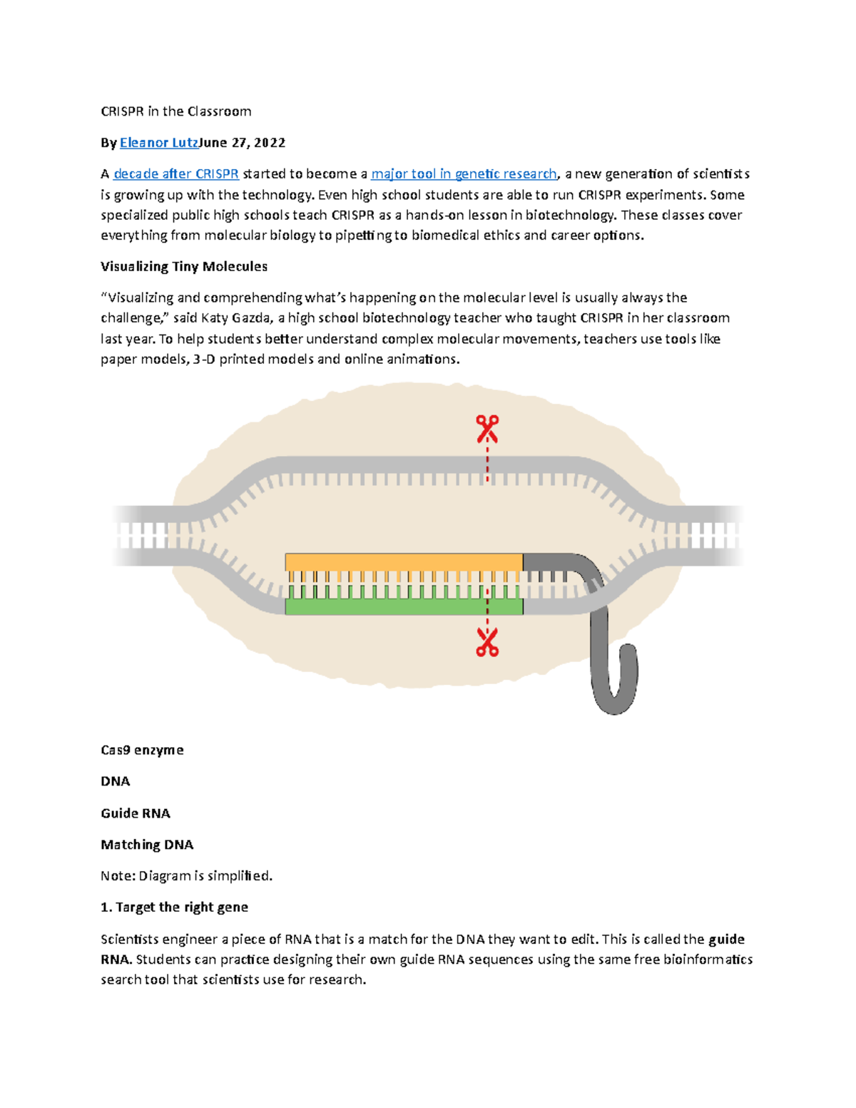 Teaching about Crspr - Activity instructions - CRISPR in the Classroom ...