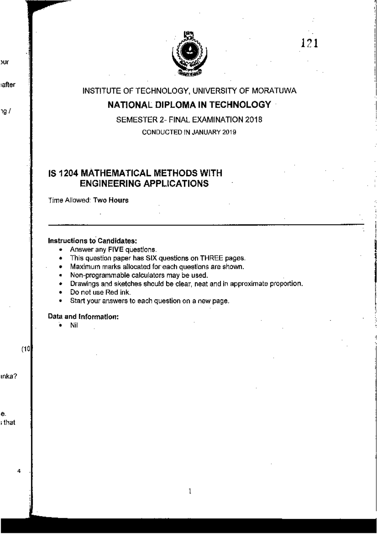 2018 - past papers - National Diploma in Technology - Studocu