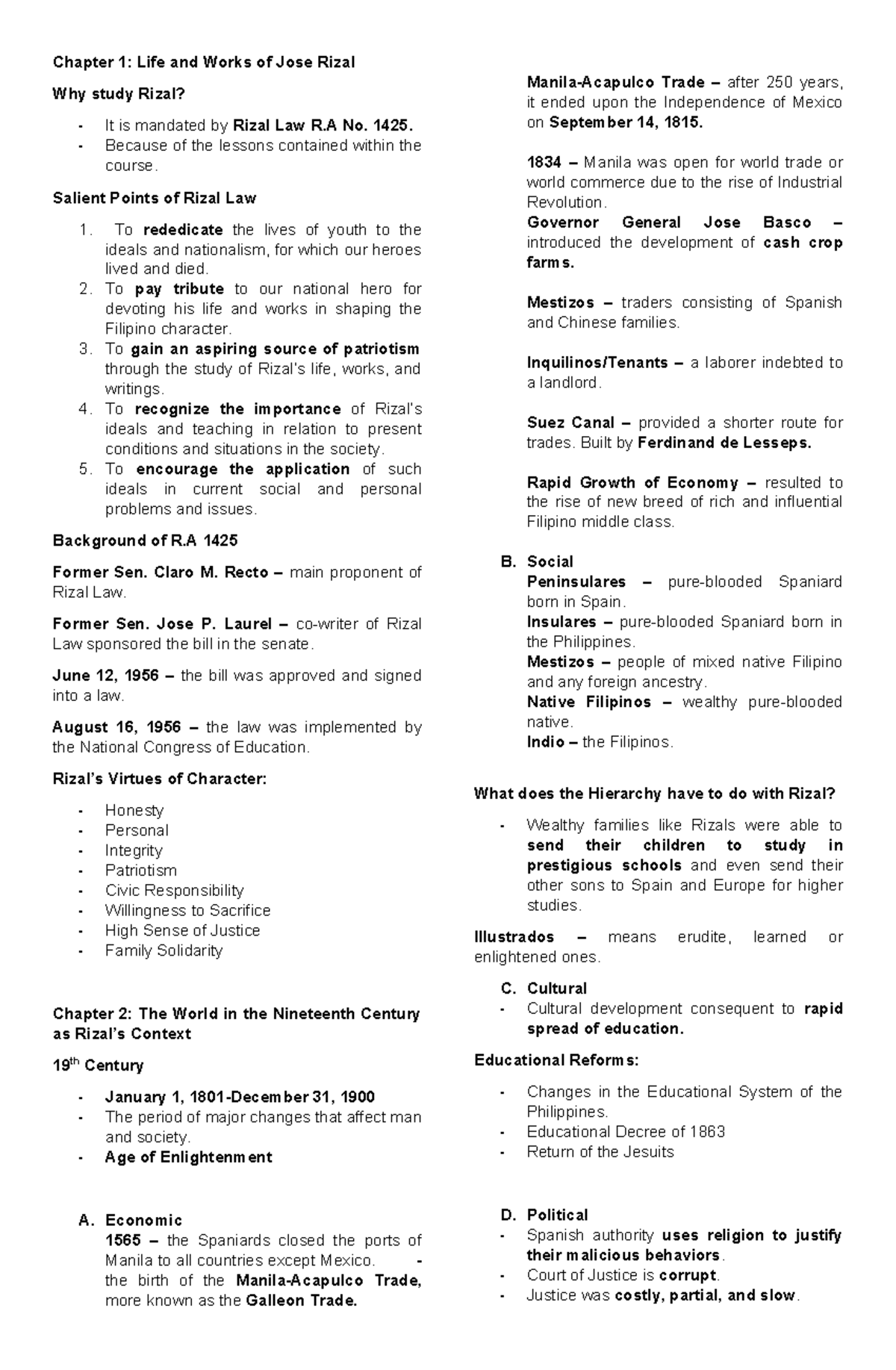 Reviewer - Chapter 1: Life and Works of Jose Rizal Why study Rizal ...