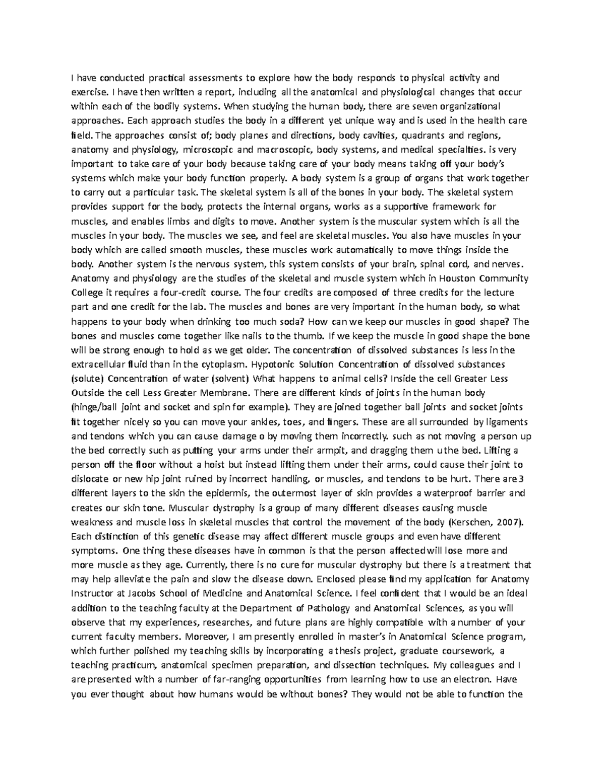 Anatomy 2 - essay - I have conducted practical assessments to explore ...