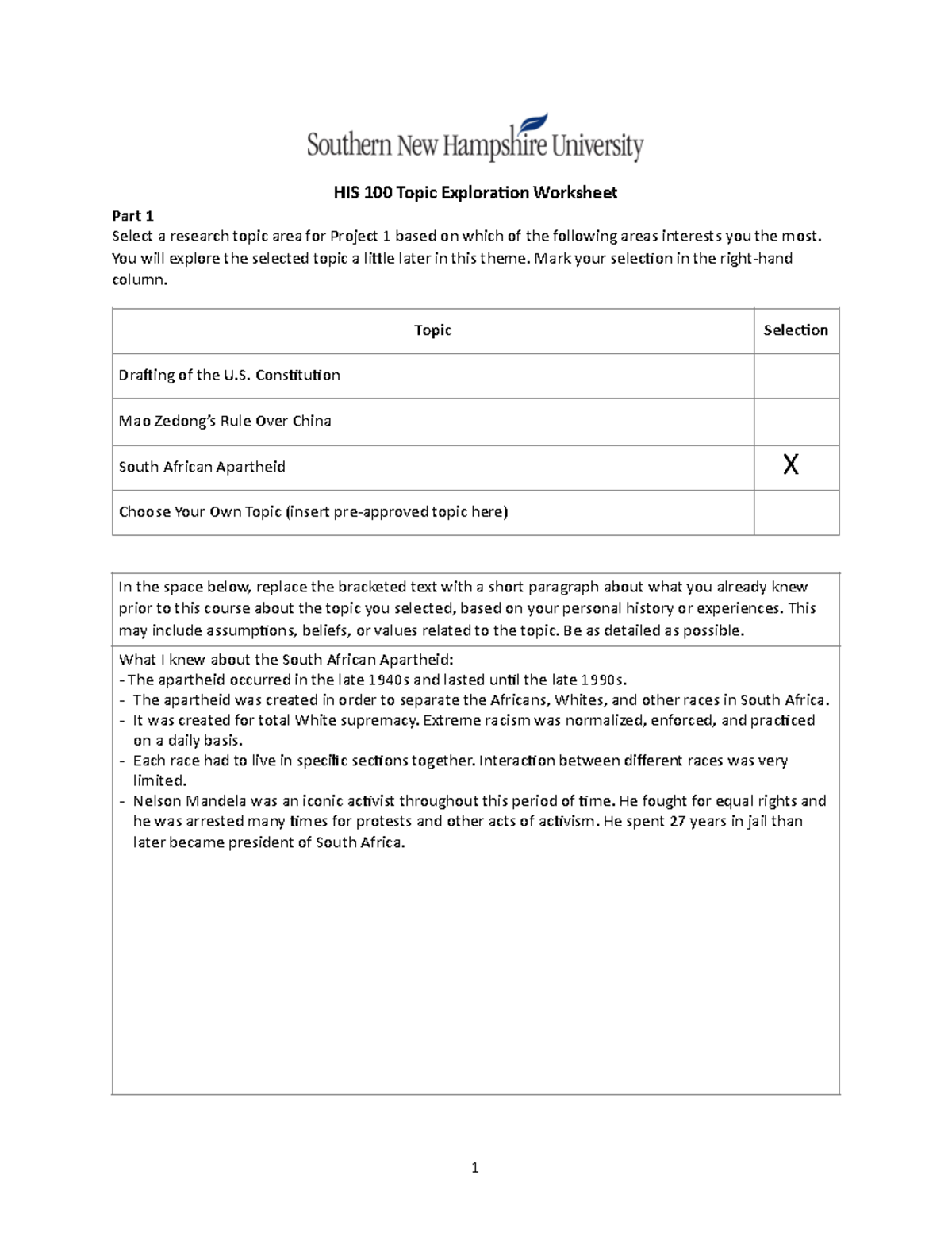 Worksheet+history - worksheet+history - HIS 100 Topic Explora1on ...
