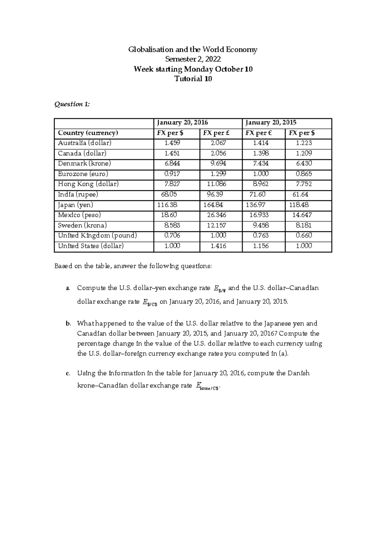 GWE T10 2022 - Tutorial 10 solutions - Globalisation and the World ...