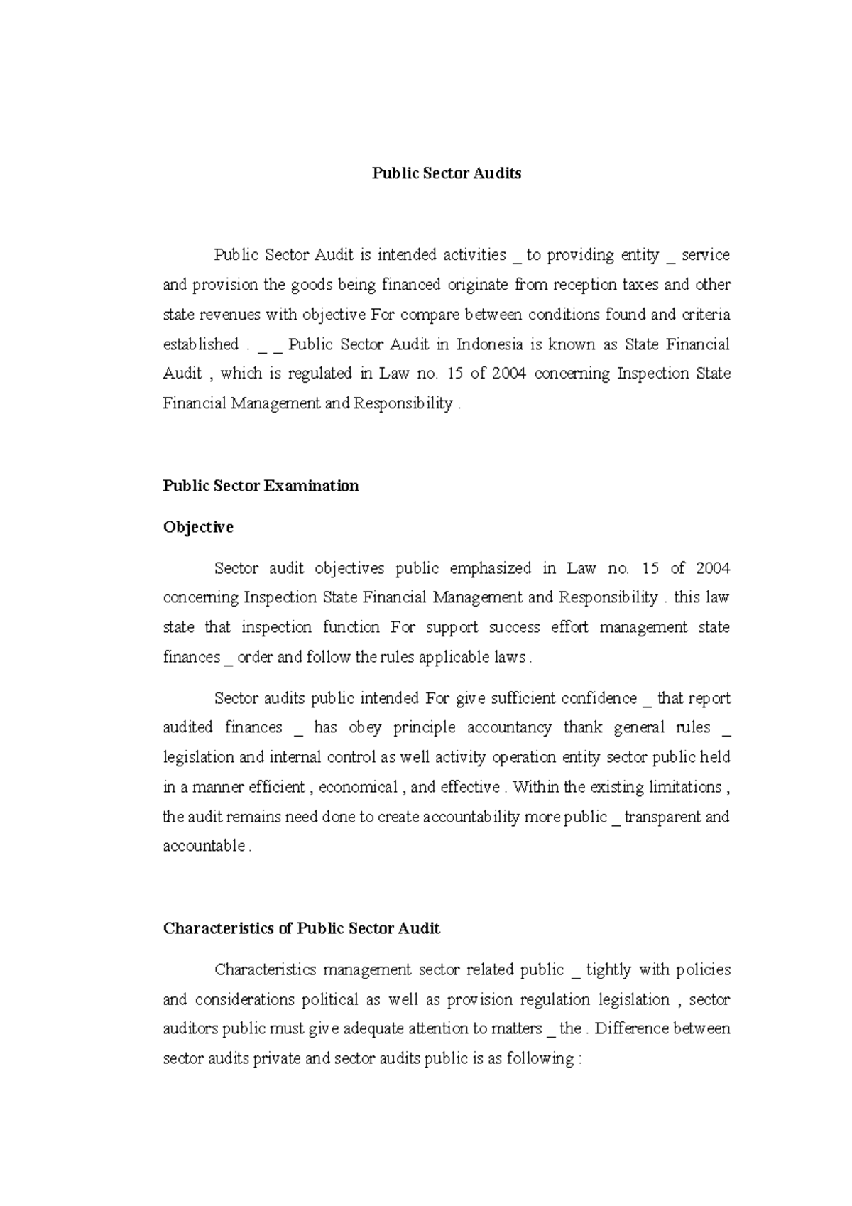 Public Sector Audits - Public Sector Audits Public Sector Audit is ...