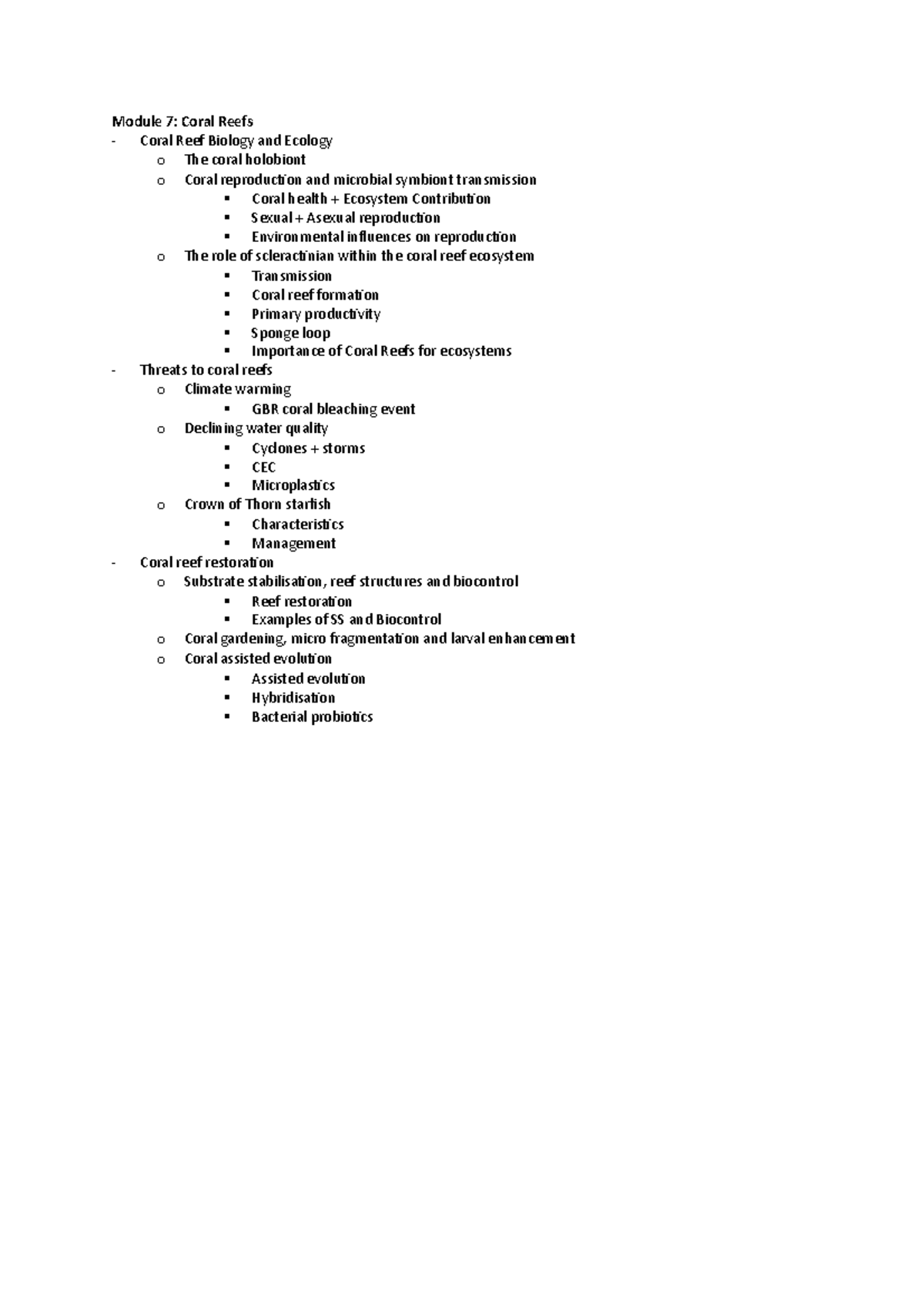 COMPREHENSIVE notes module 7: Coral Reefs - Module 7: Coral Reefs Coral ...