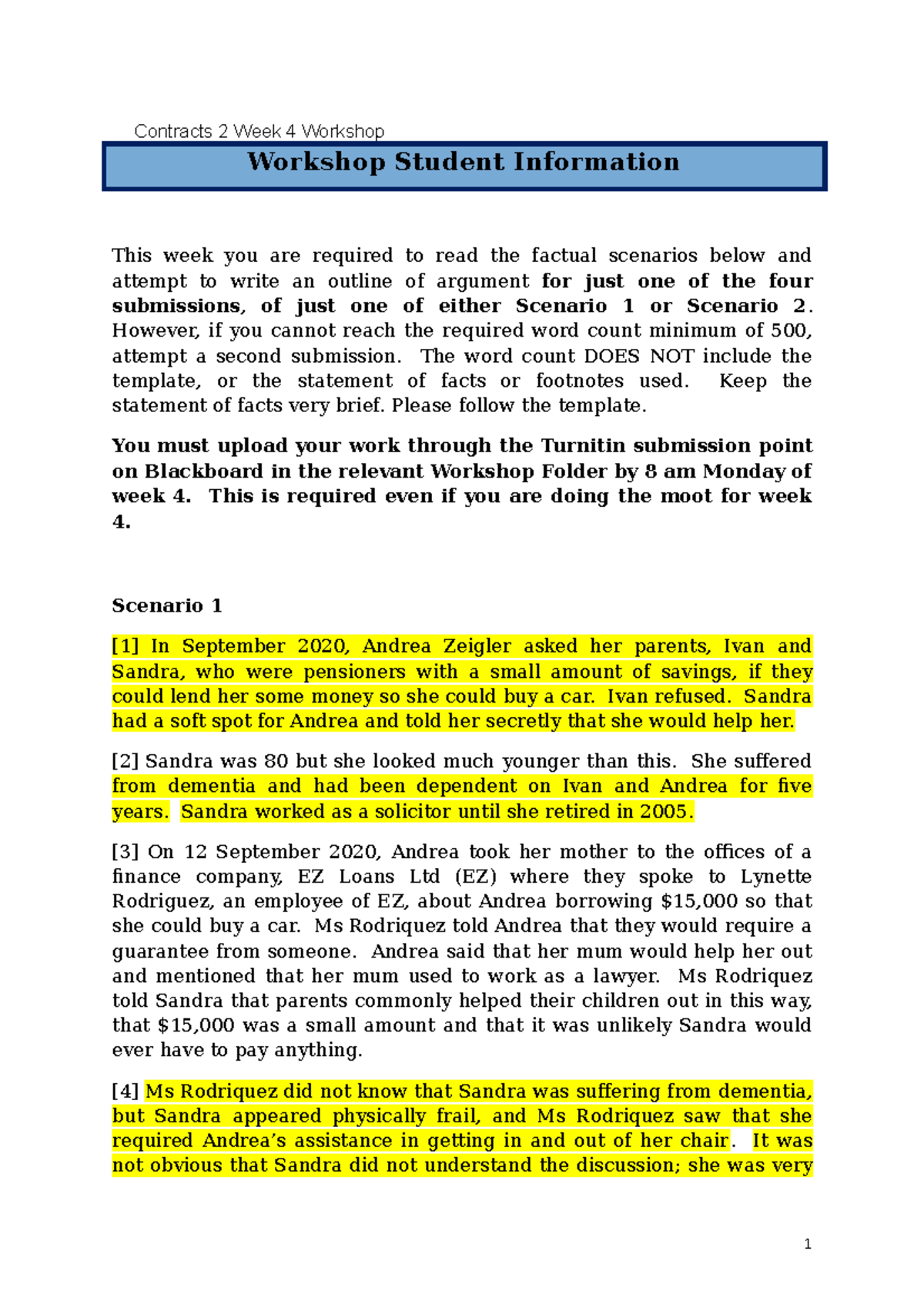 1030LAW Contracts 2 Workshop Q Week 4 - Contracts 2 Week 4 Workshop ...