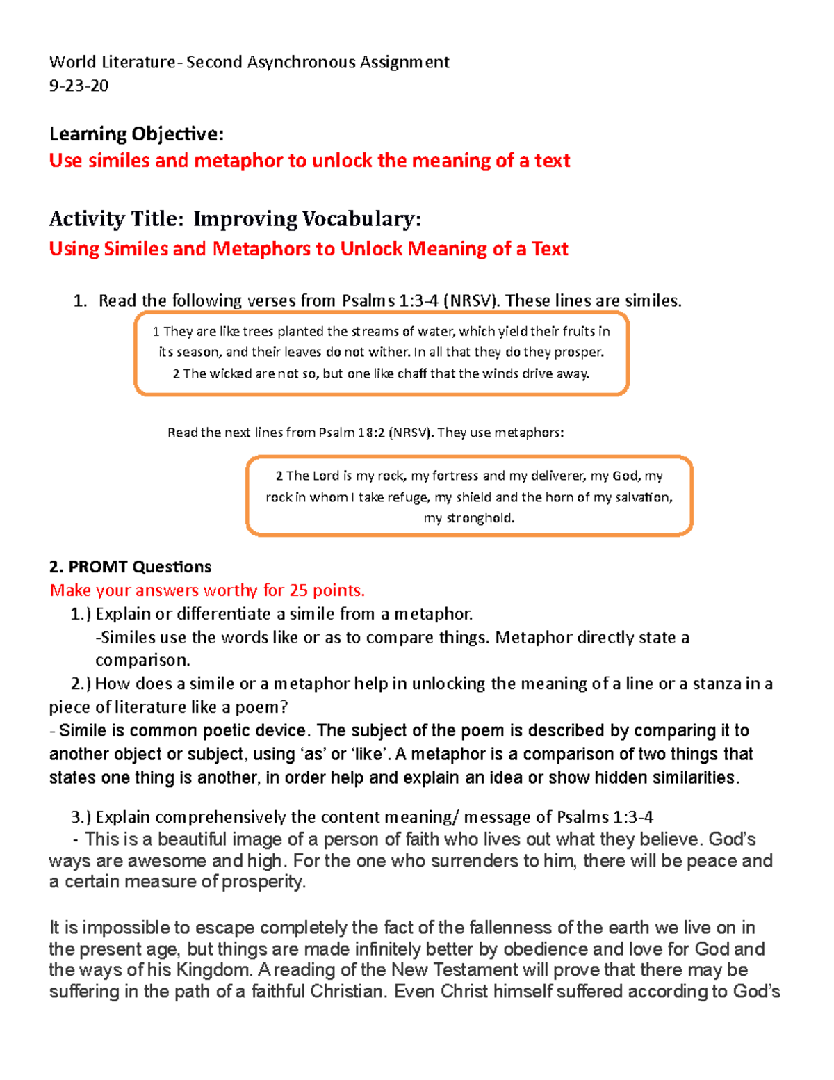 World Lit - World Literature- Second Asynchronous Assignment 9-23 ...